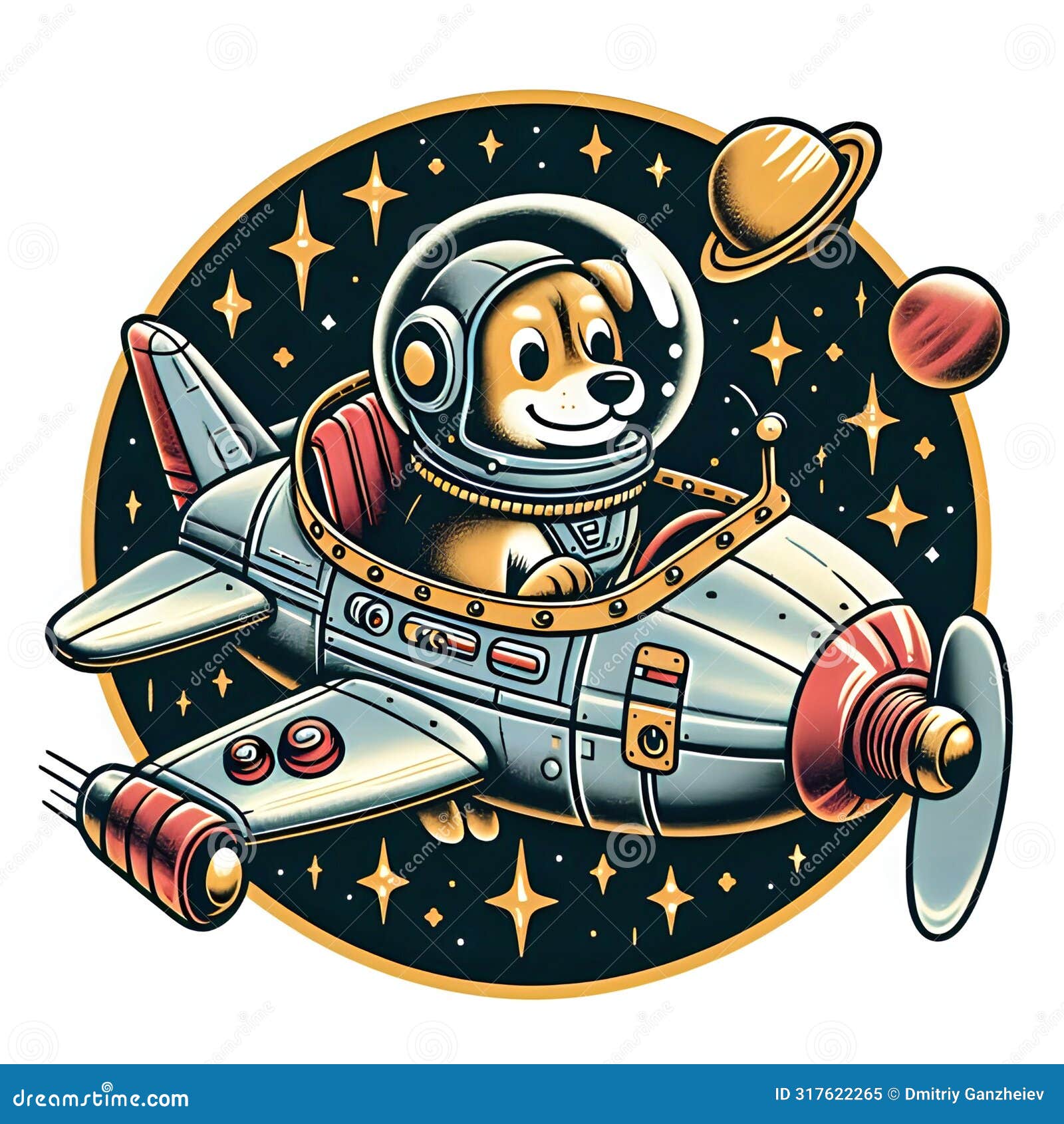 Dog in outer space stock illustration. Illustration of rocket - 317622265