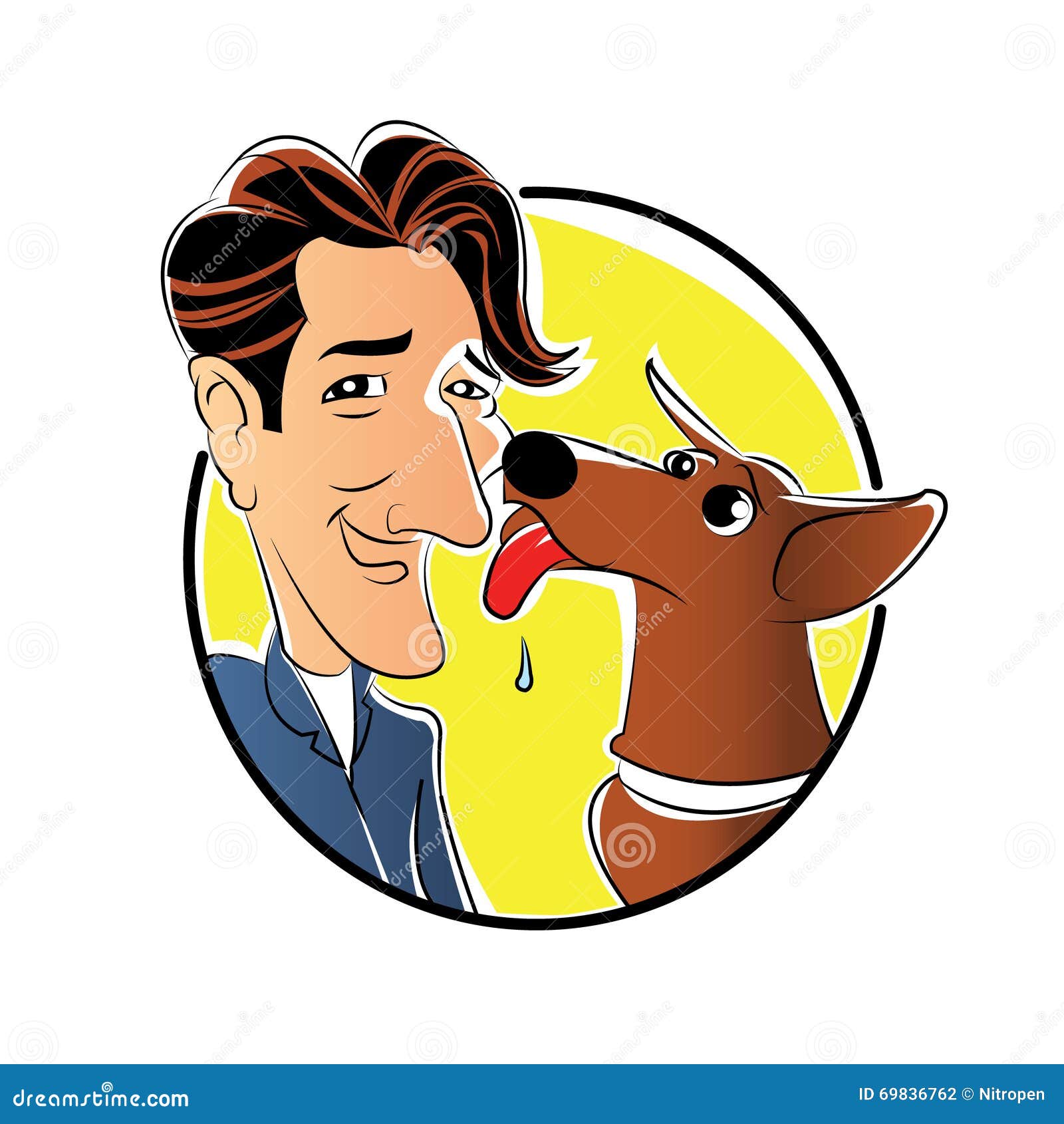 Dog With Owner Cartoon Illustration | CartoonDealer.com #50298531