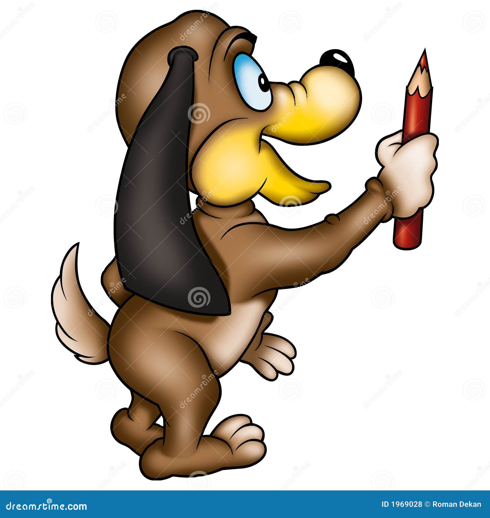 Dog painter with crayon stock illustration. Illustration of foolish ...
