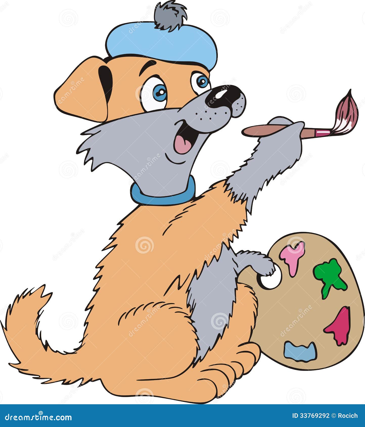 Dog painter stock vector. Illustration of draw, comic - 33769292