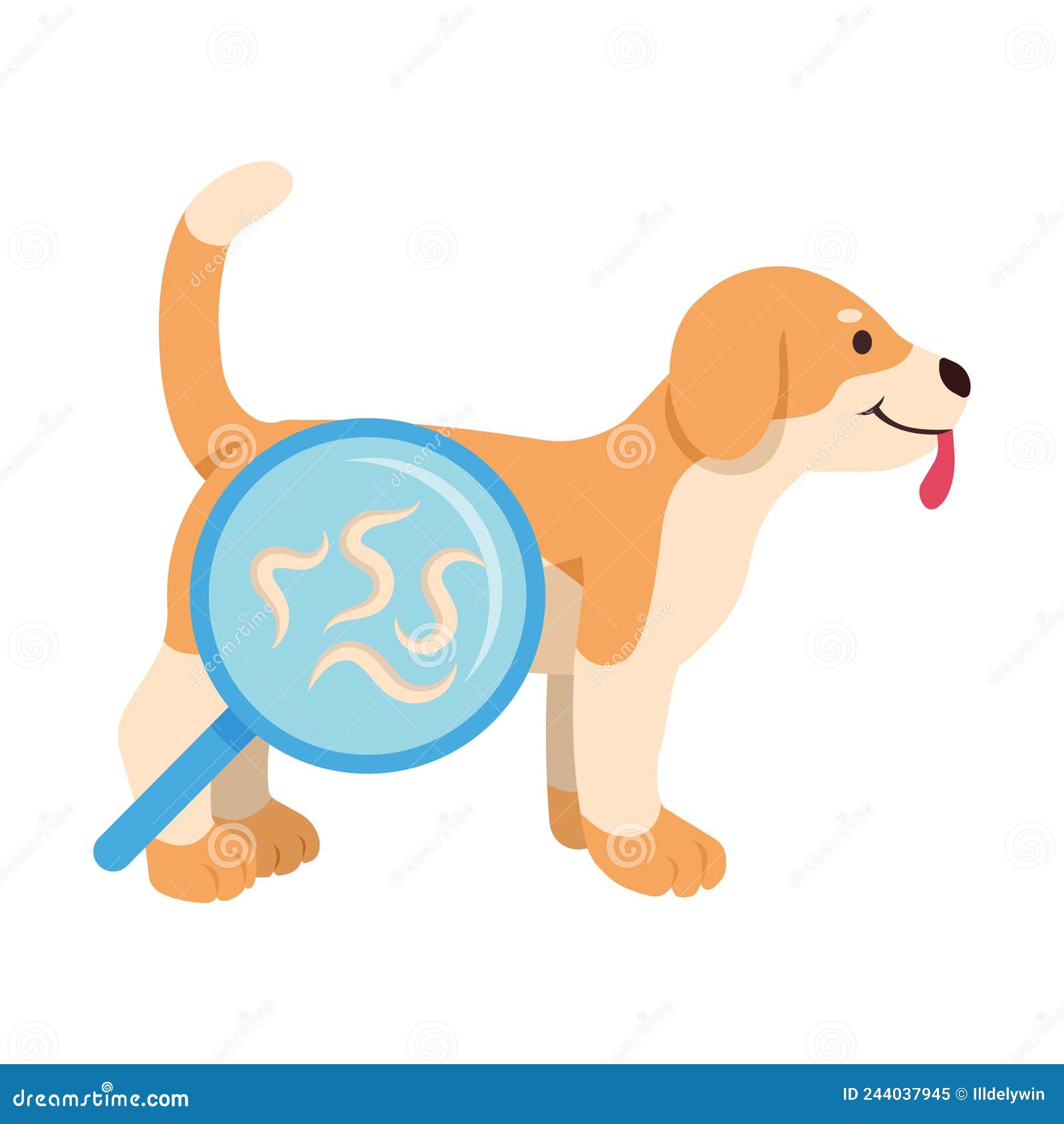 Dog with Parasites Cartoon Flat Illustration Stock Vector ...