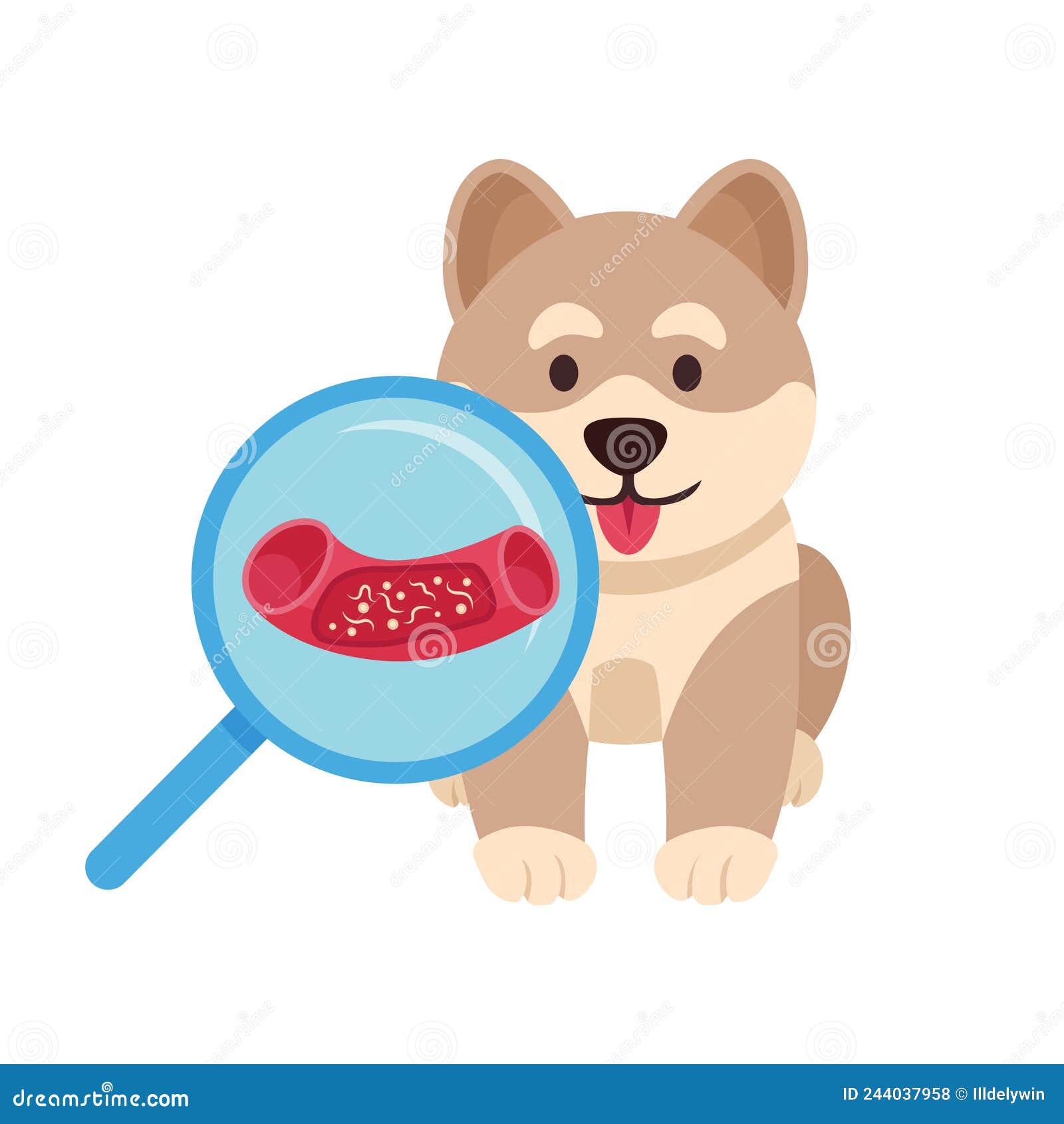Dog with Parasites Cartoon Flat Illustration Stock Vector ...