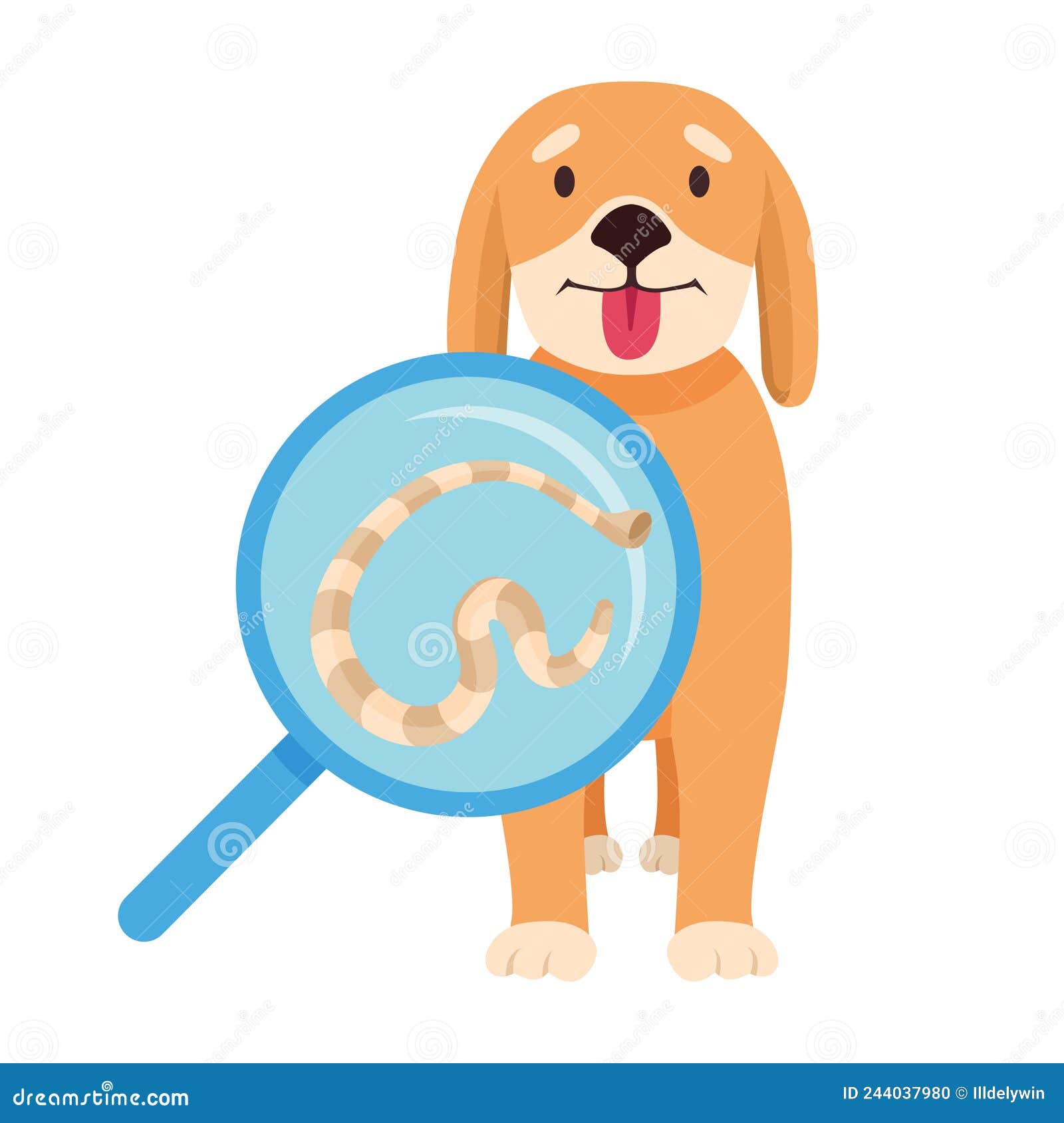 Dog with Parasites Cartoon Flat Illustration Stock Vector ...