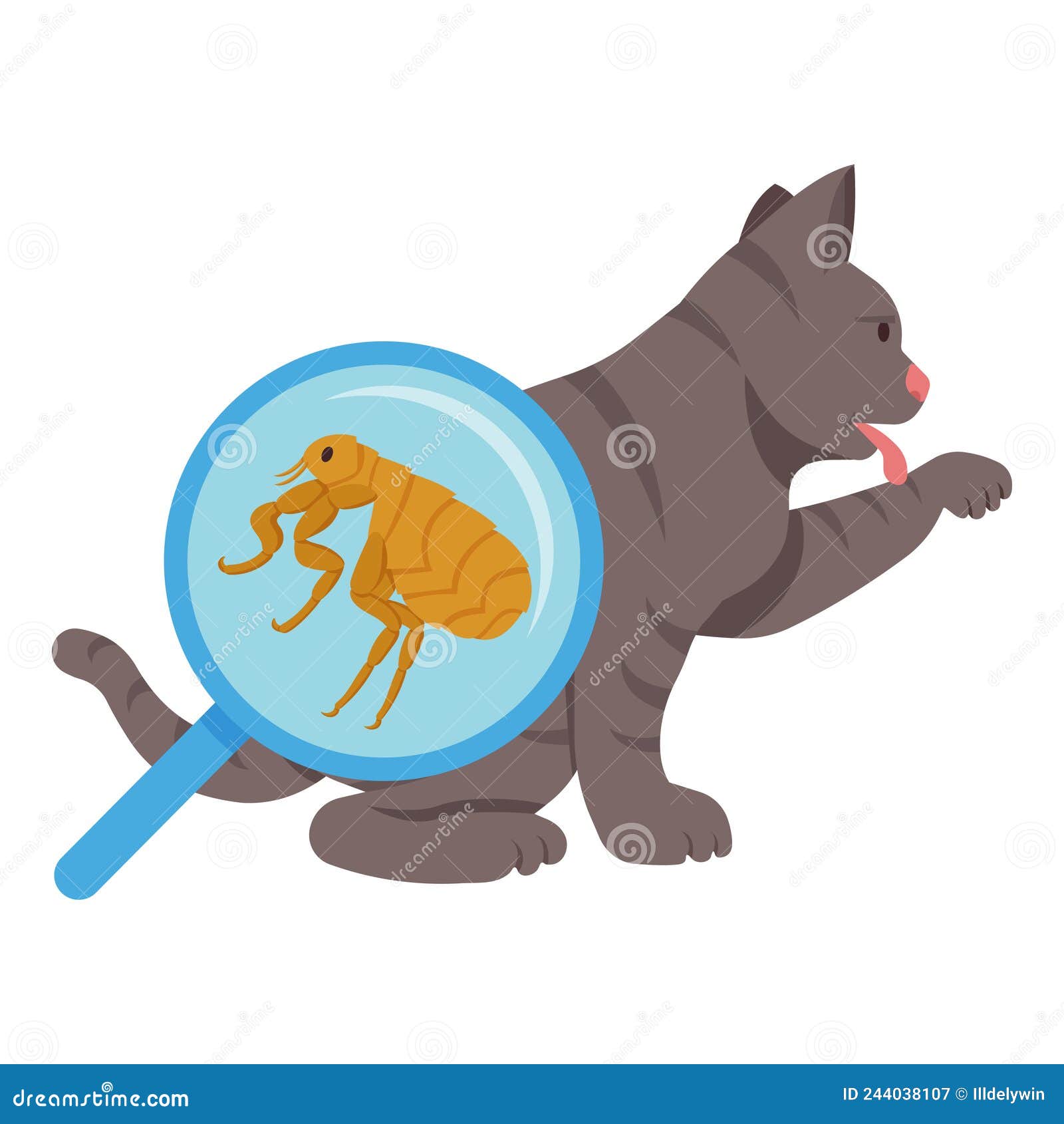 Cat with Parasites Cartoon Flat Illustration Stock Vector ...
