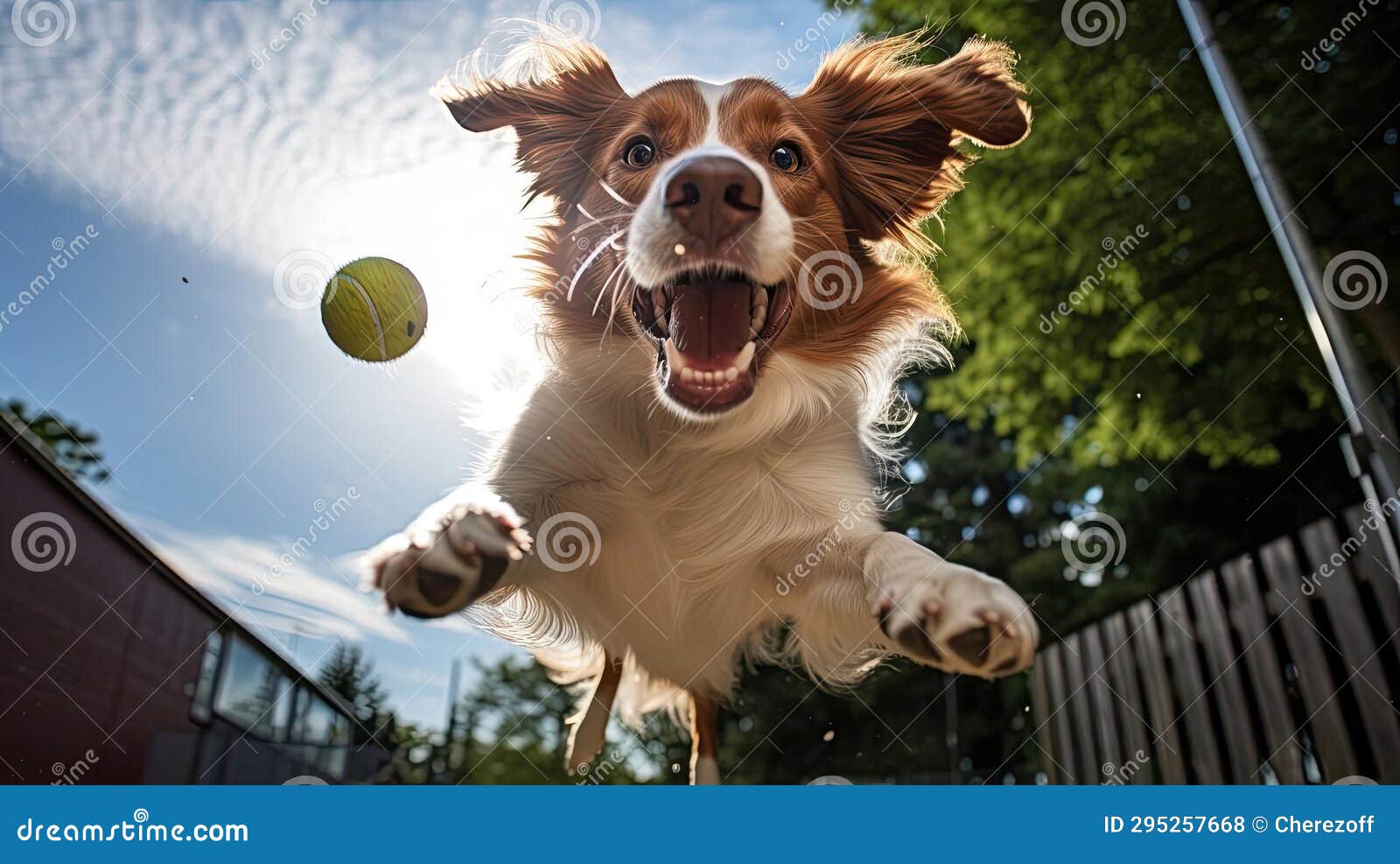 Dog in the Park Jumping for a Toy Stock Photo - Image of grass, spring ...