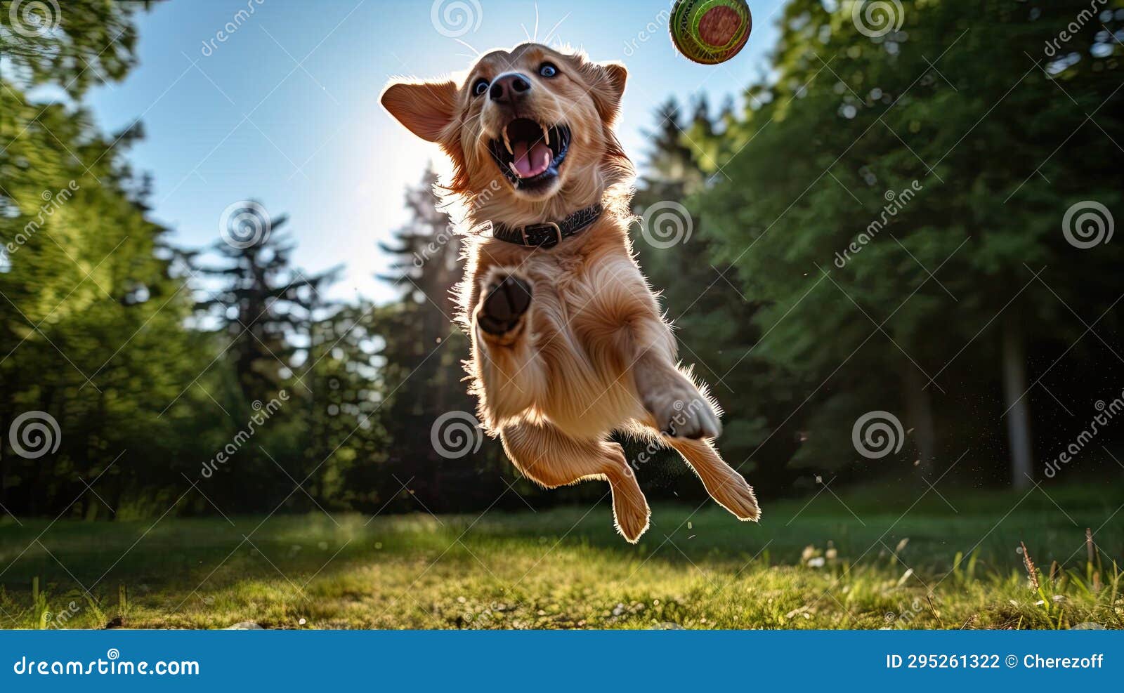Dog in the Park Jumping for a Toy Stock Photo - Image of mammal, play ...