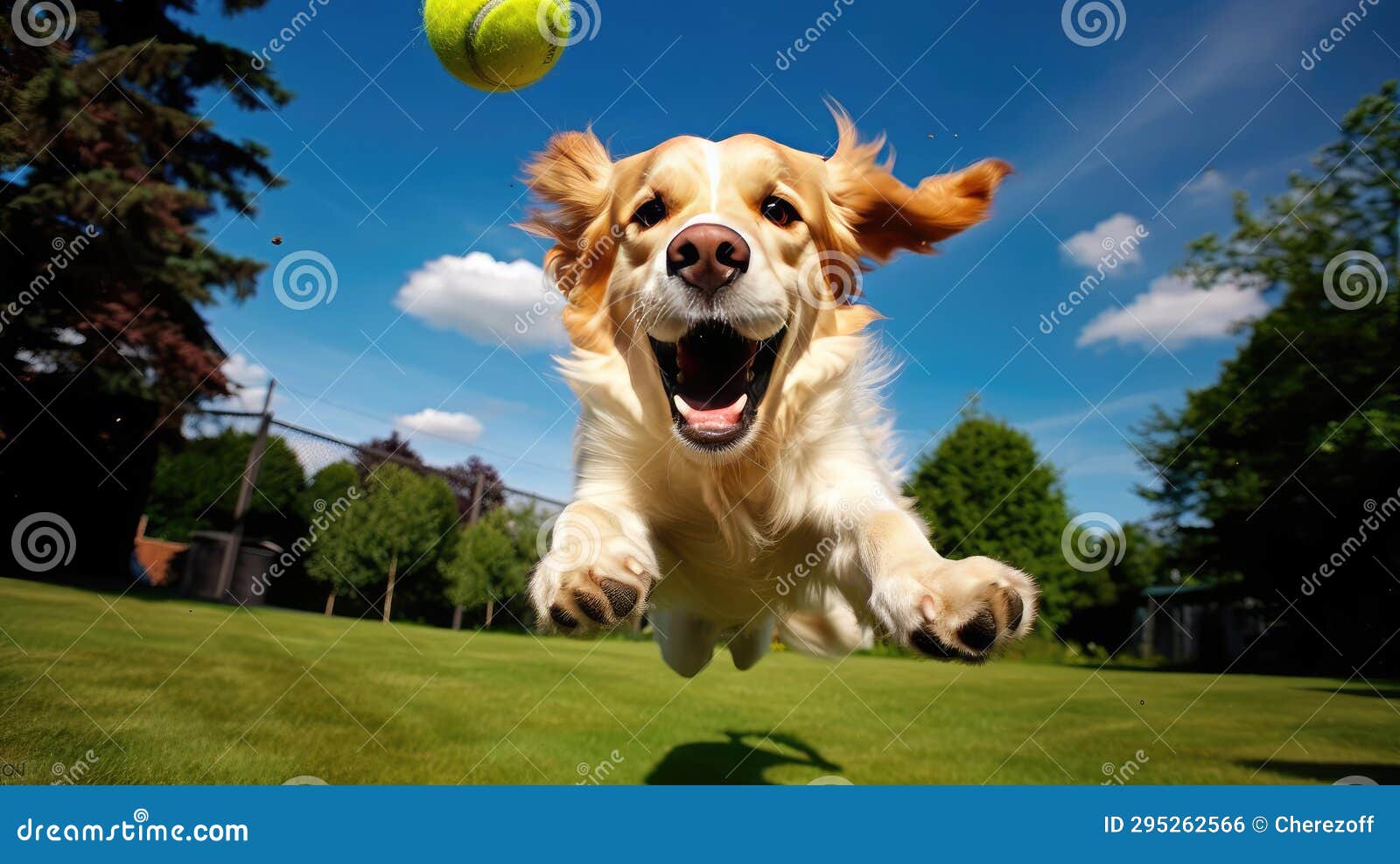 Dog in the Park Jumping for a Toy Stock Photo - Image of spring ...