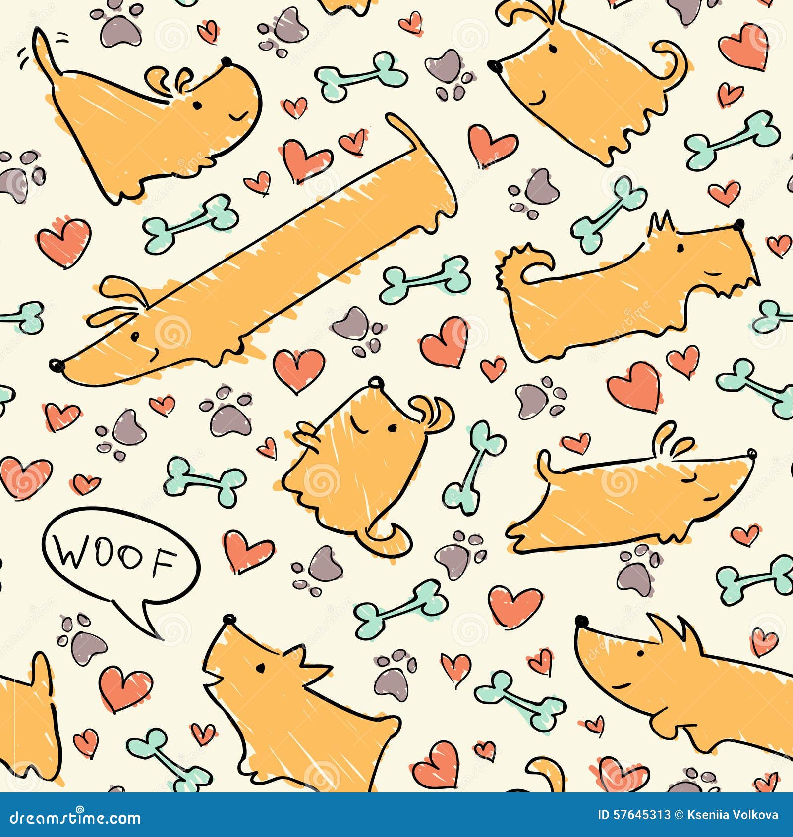 Dog pattern stock vector. Illustration of animals, background - 57645313