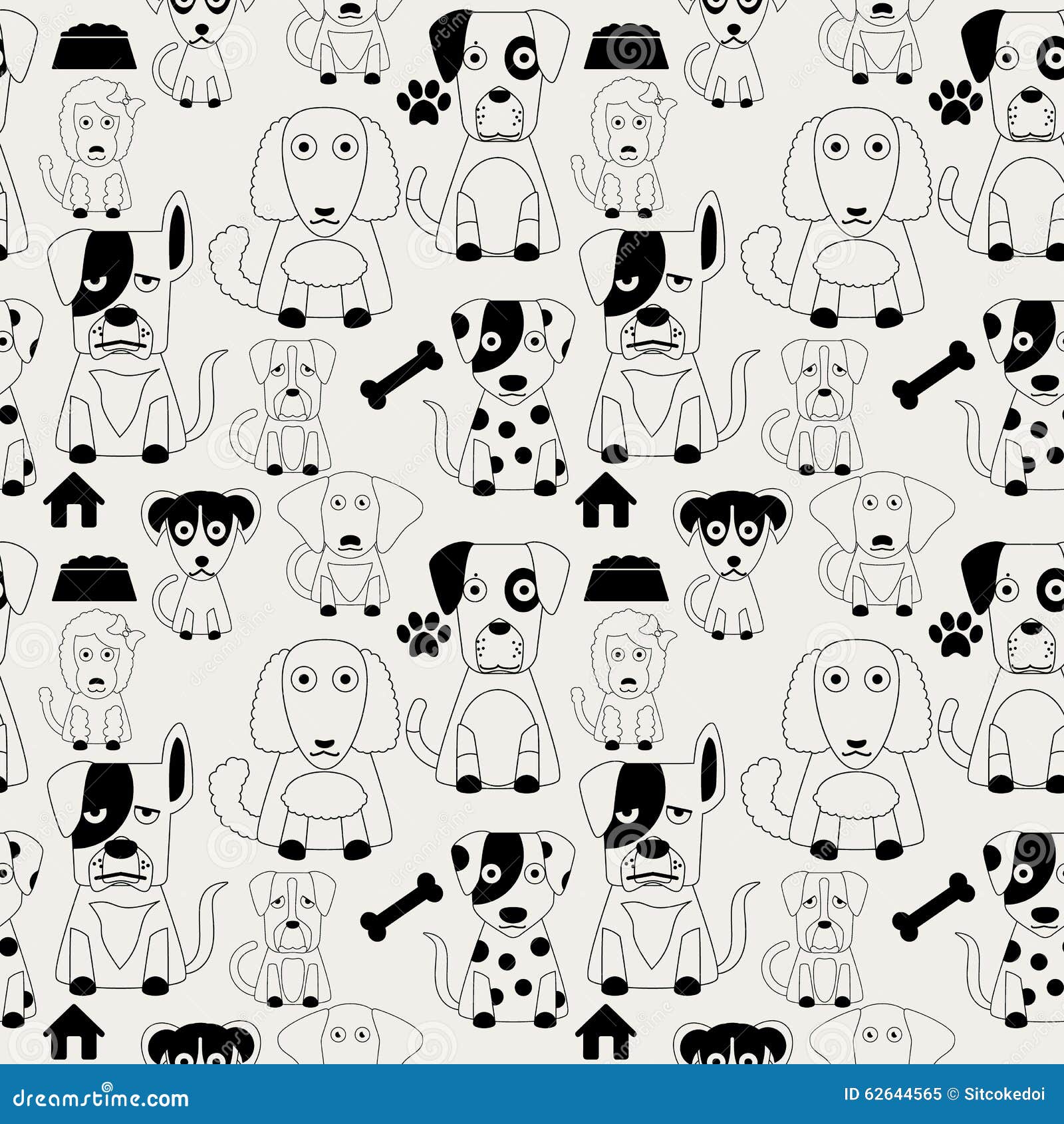 Dog pattern seamless stock vector. Illustration of domestic - 62644565