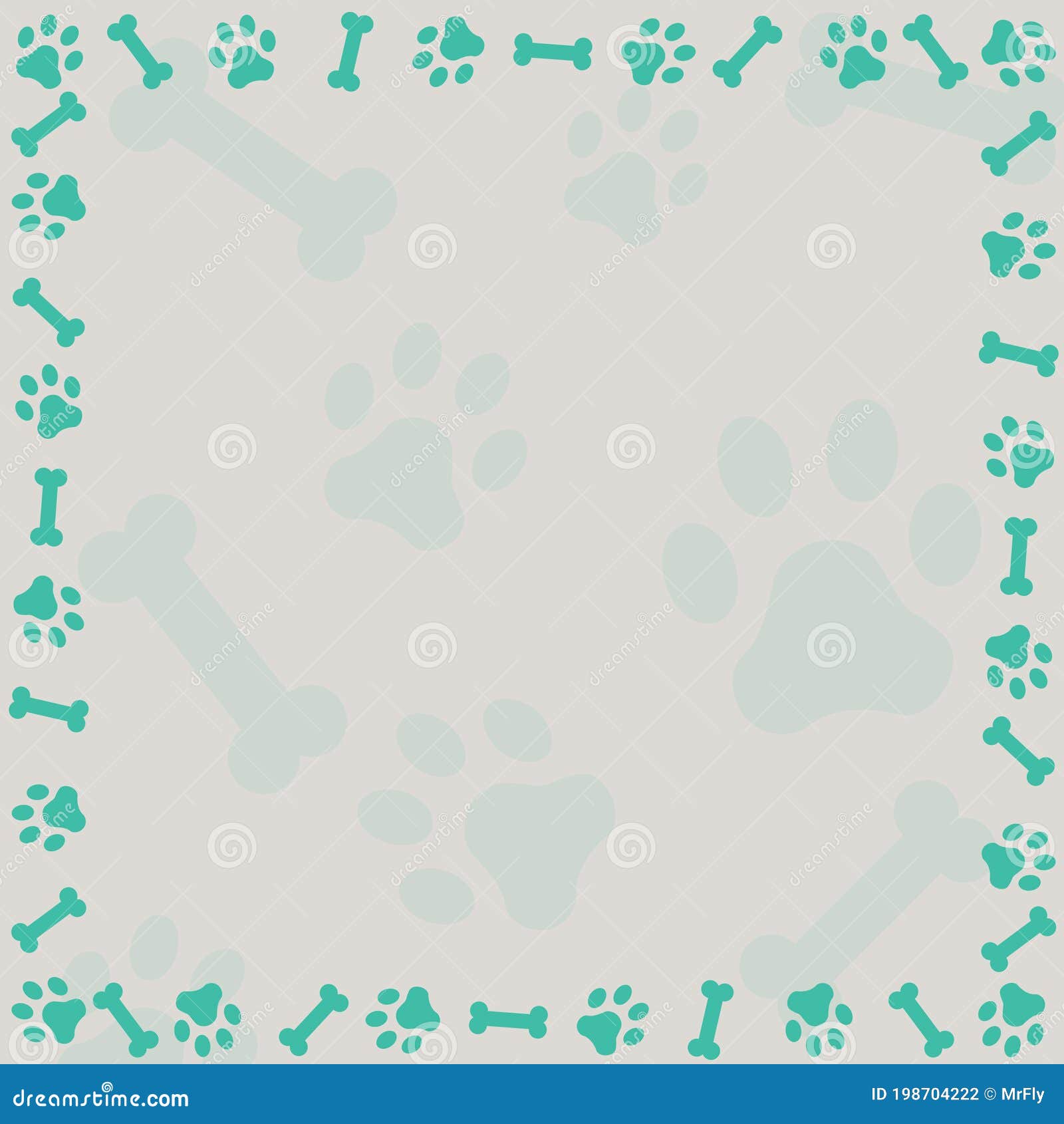 Dog Paw and Bone Frame, Print Stock Vector - Illustration of design ...