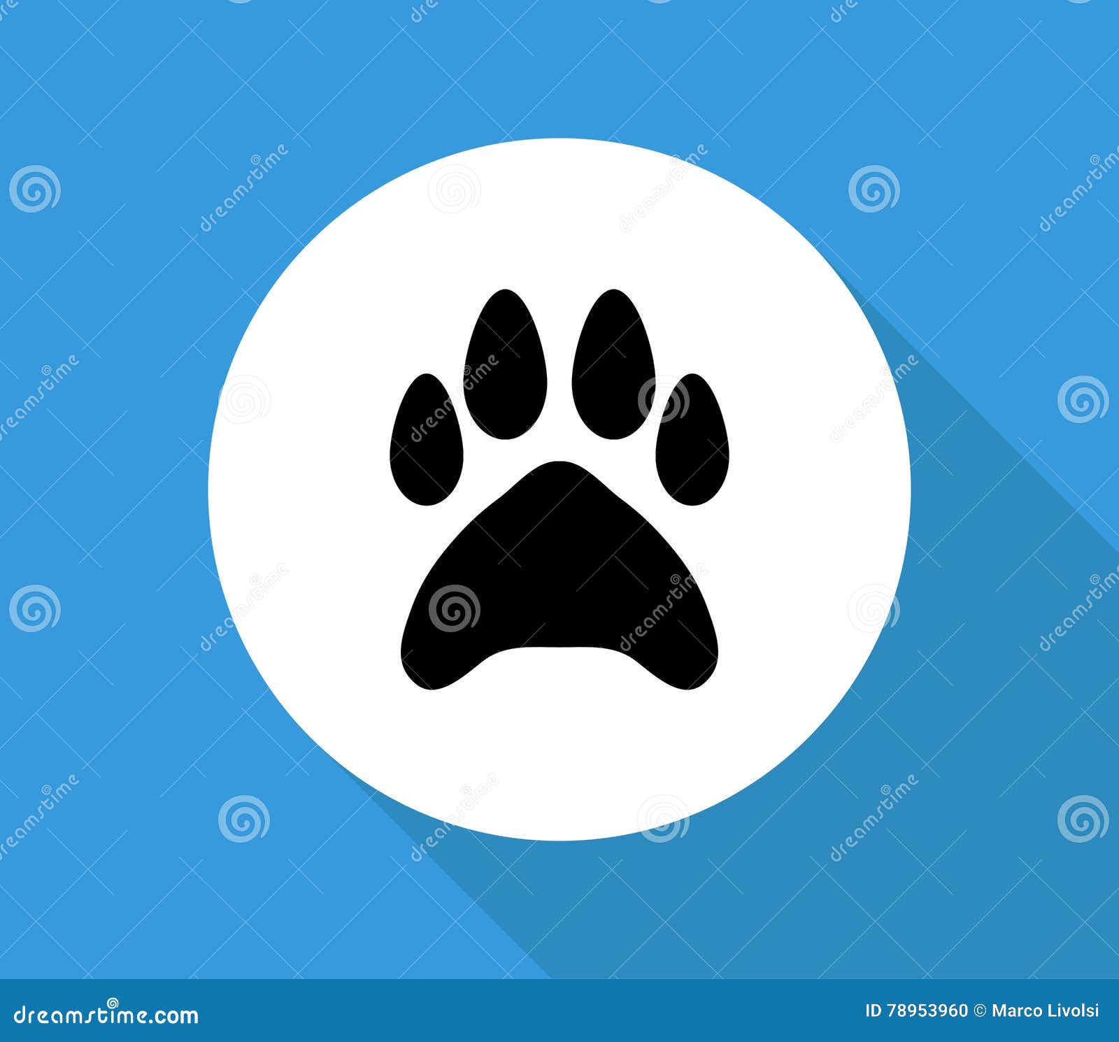 Dog paw icon illustrated stock illustration. Illustration of silhouette ...