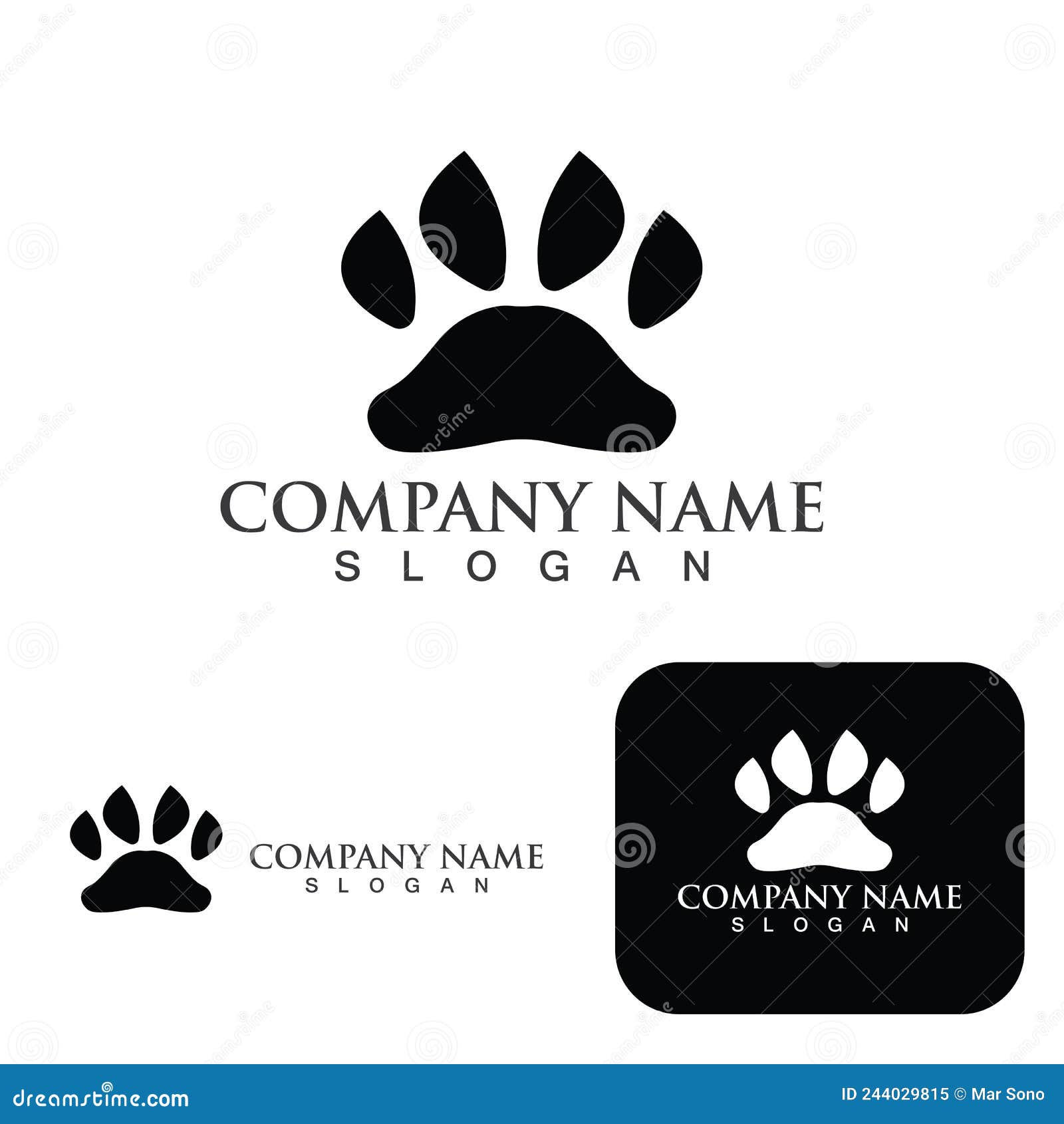 Dog Paw Logo and Symbol Vector Elements Stock Vector - Illustration of ...