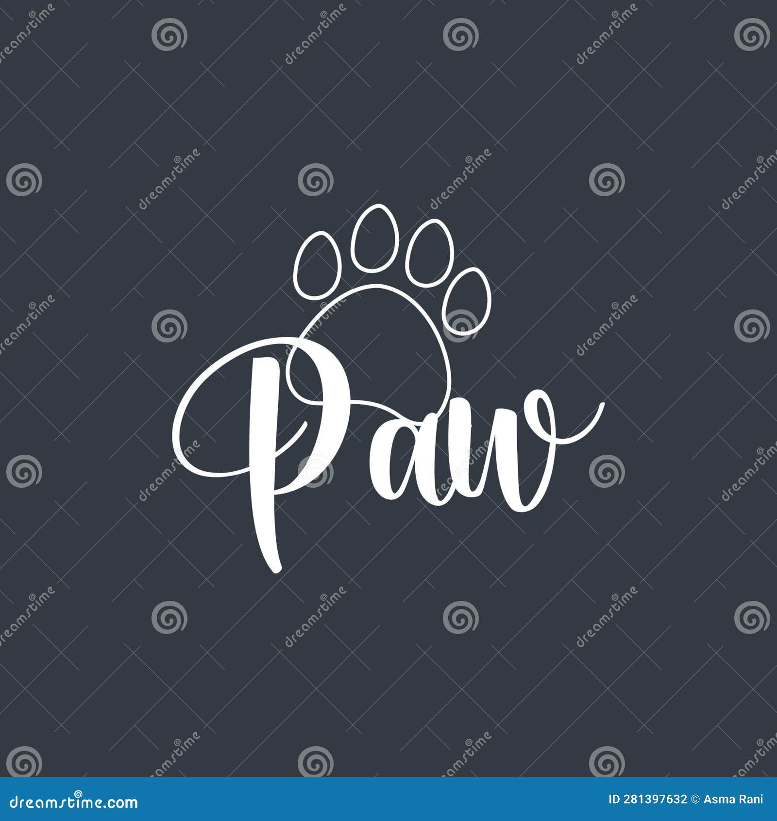 Dog Paw Print Line Art Vector | CartoonDealer.com #281397632