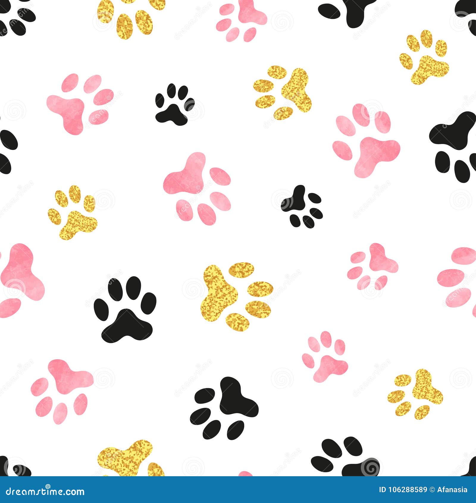 Dog Paw Print Seamless Pattern in Pink, Black and Golden Colors Stock ... Dog Paw Print Seamless Pattern in Pink, Black and Golden Colors Stock ...