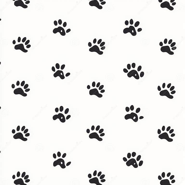 Dog Paw Prints Background with Geometric Seamless Pattern. Dog Paw ...