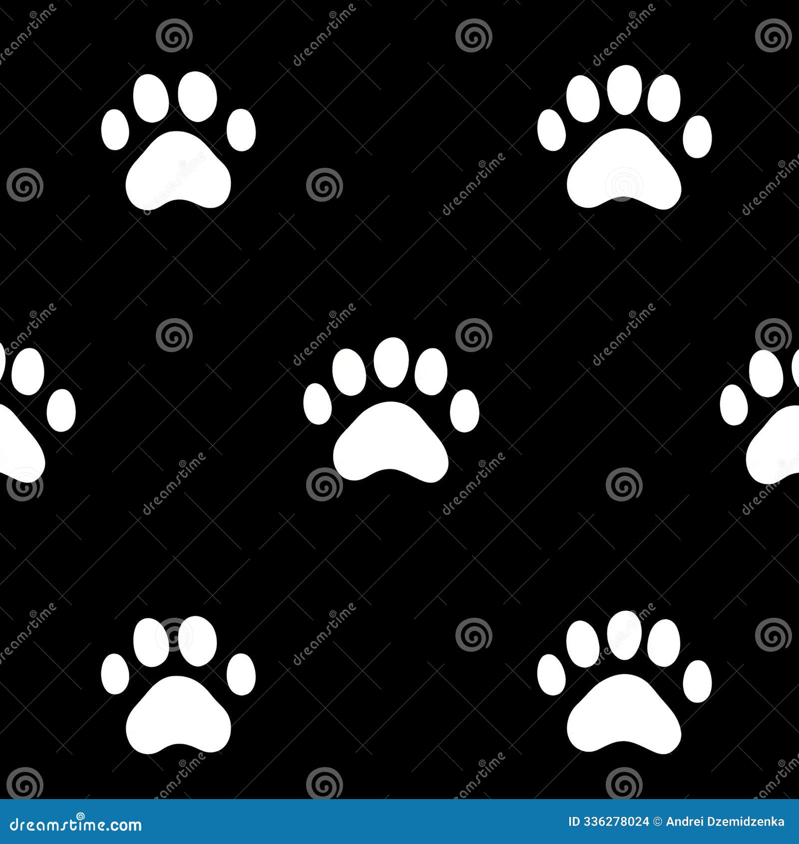 Dog Paw Prints Background with Seamless Geometric Pattern. Stock ...