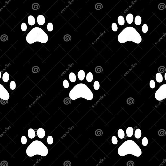 Dog Paw Prints Background with Seamless Geometric Pattern. Stock ...