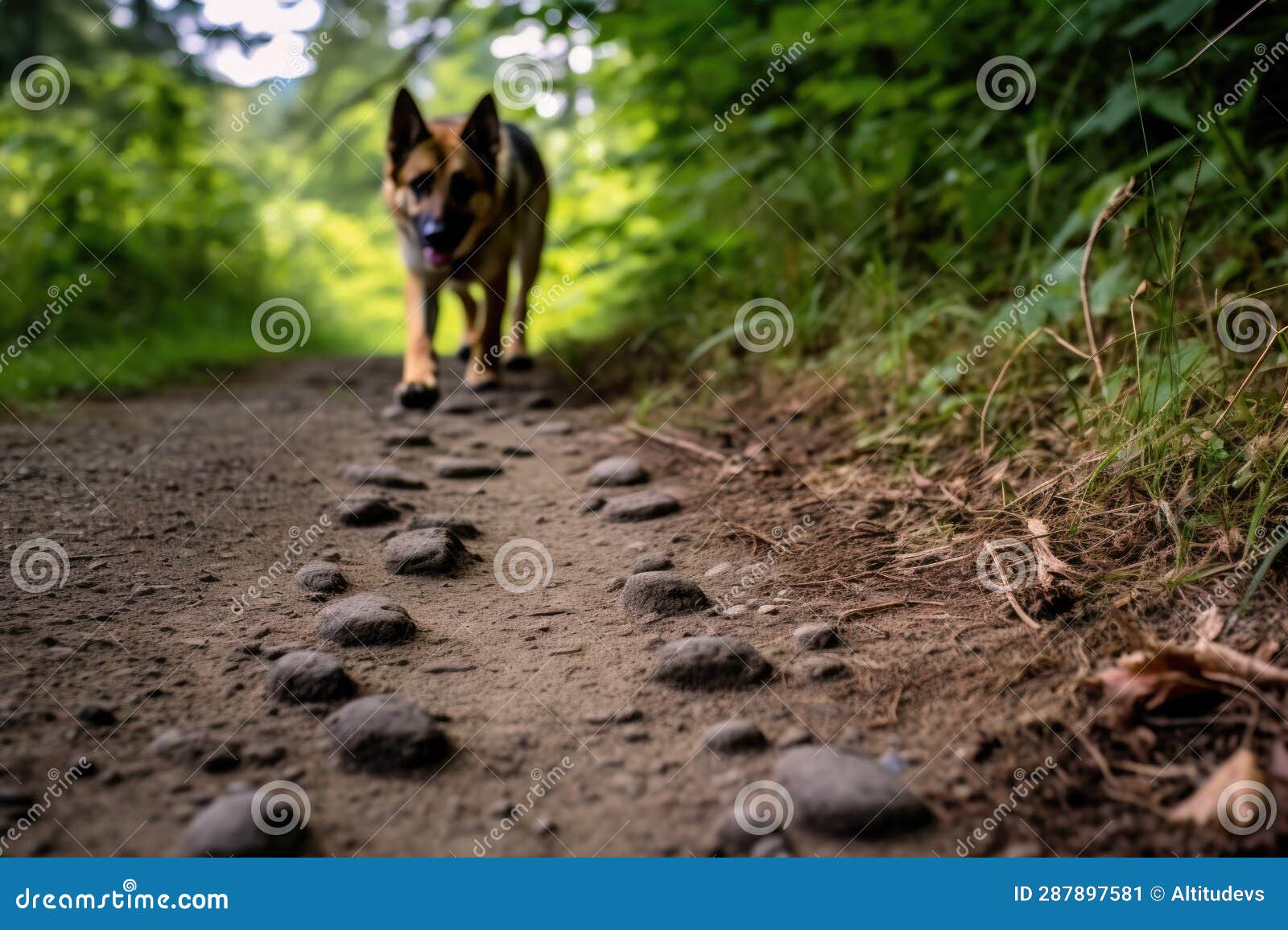 Dog Paw Prints on a Walking Trail Stock Illustration - Illustration of ...