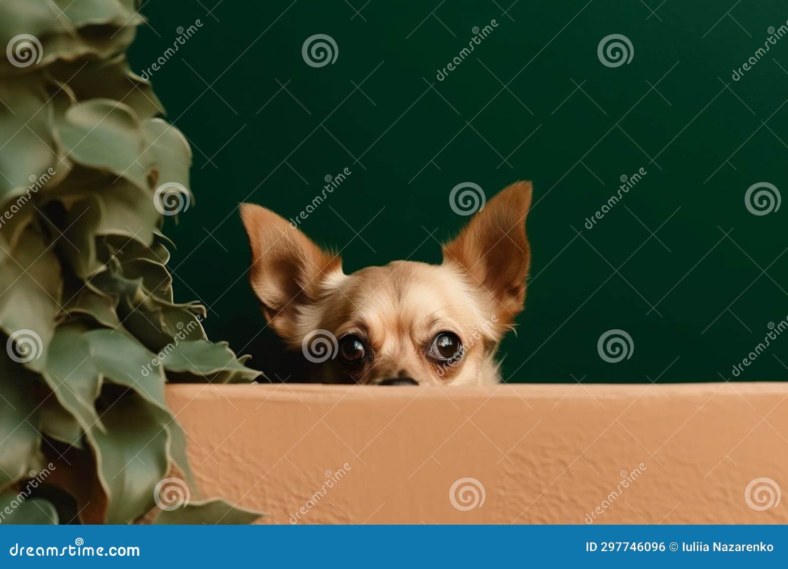 A Dog Peeks Out from Behind a Wooden Partition. AI Generated Stock ...
