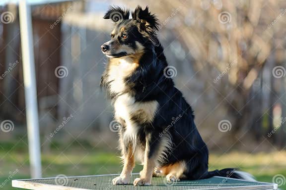 Dog Performing Pause on Table while Judged Stock Photo - Image of ...