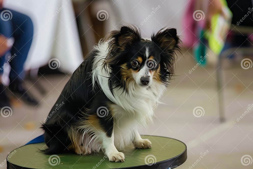 Dog Performing Pause on Table while Judged Stock Image - Image of ...