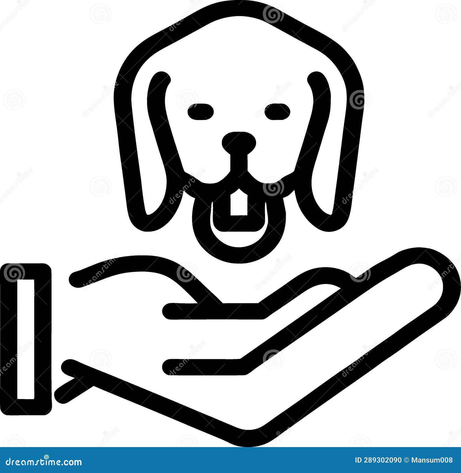 Dog Pet and Hand Icon in Outline Style Stock Illustration ...