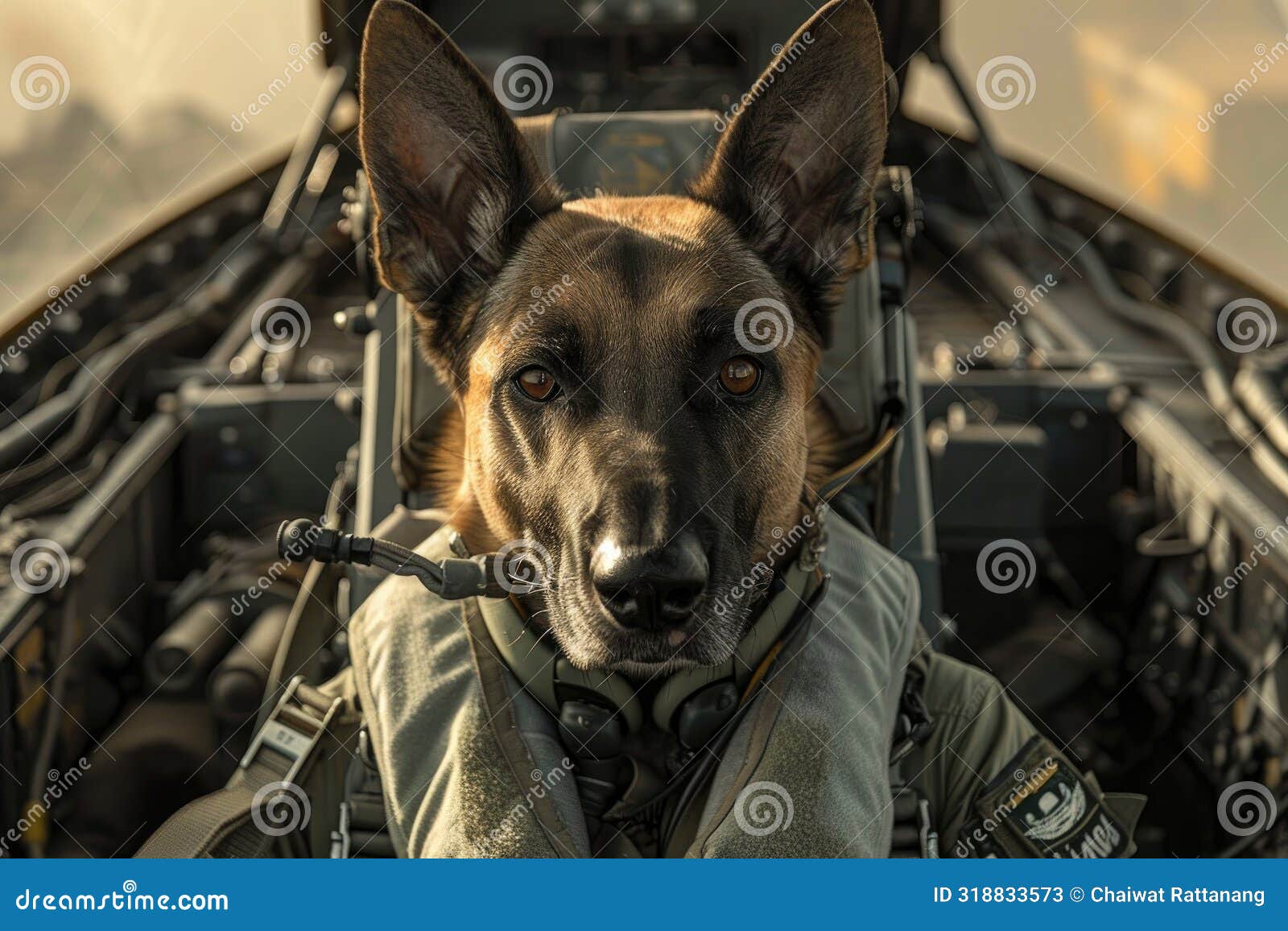 Dog Pilot in Fighter Plane: Ready for War. Stock Image - Image of ...