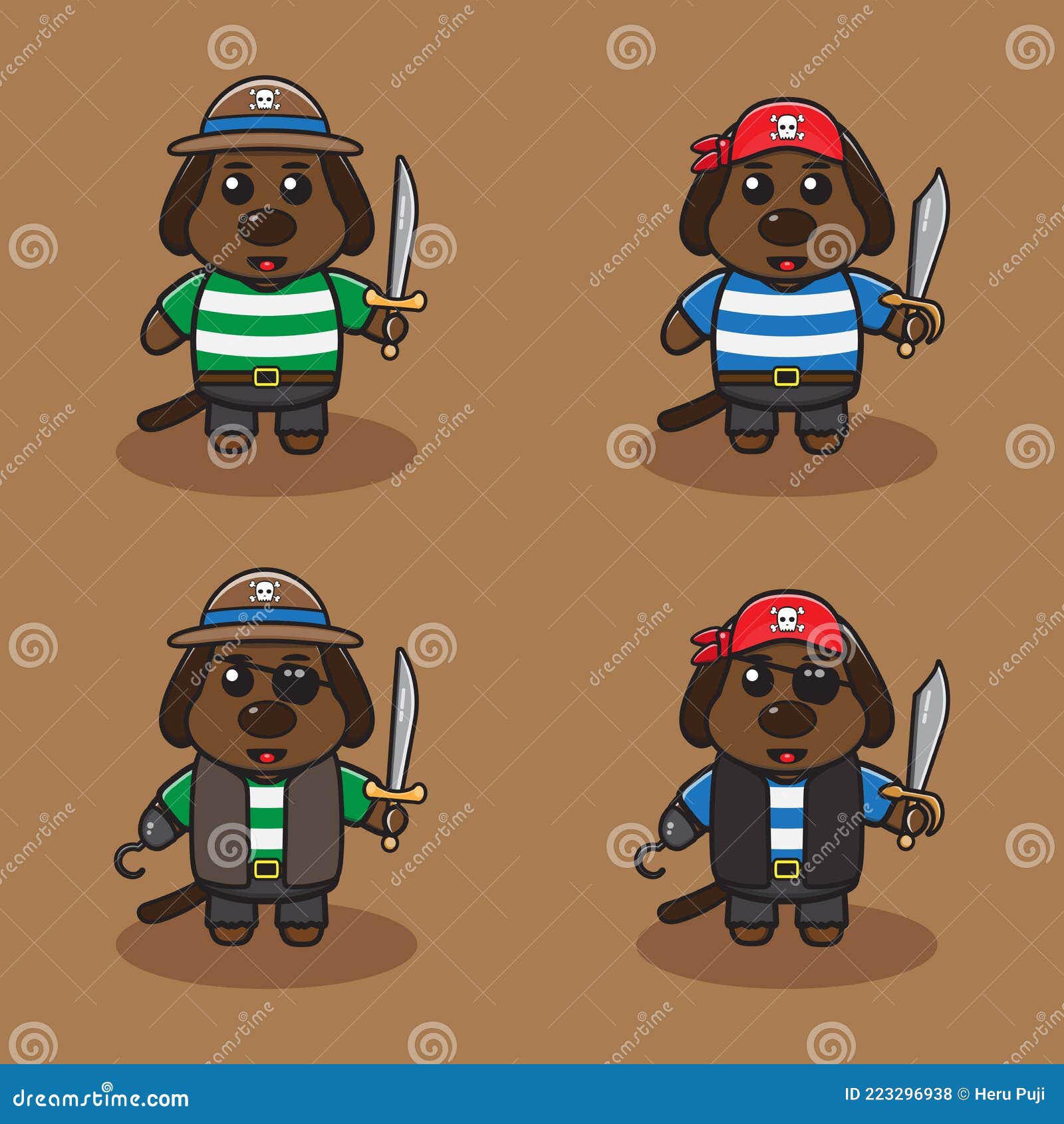 Vector Illustration of Cute Dog Pirate Cartoon. Stock Vector ...