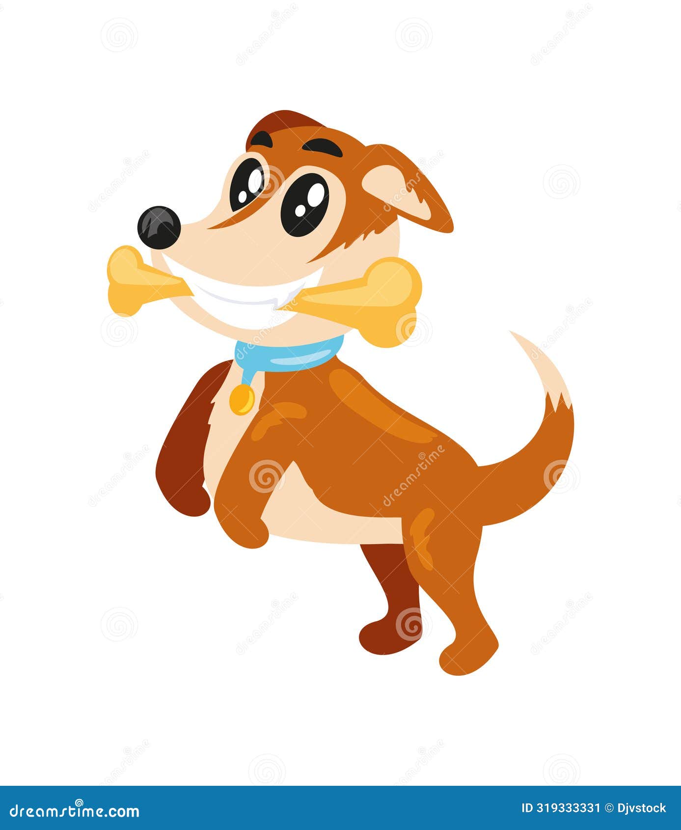 Dog Playing with Bone Cartoon Stock Vector - Illustration of isolation ...
