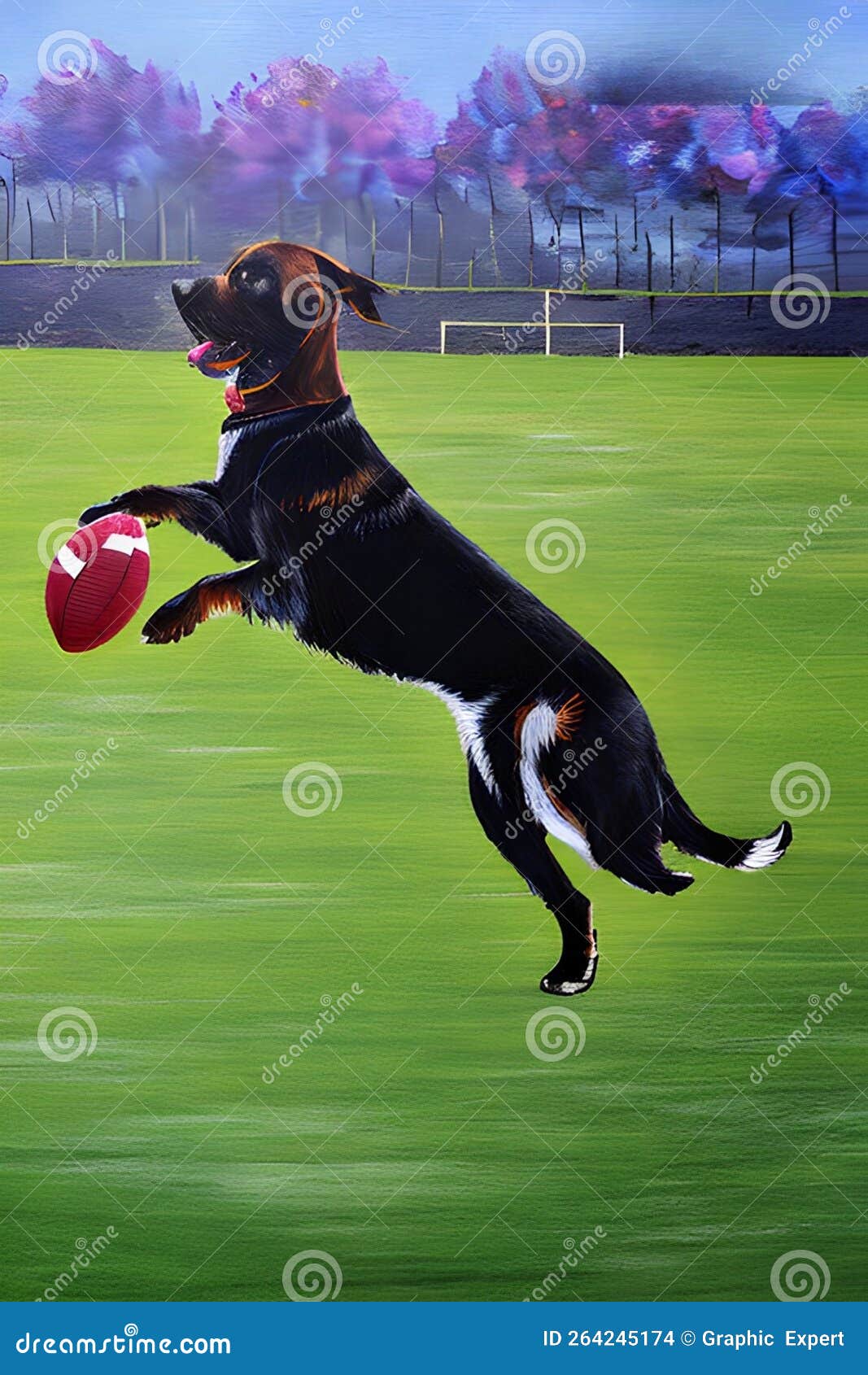 Dog Playing Football in Playground Generated with AI Stock Illustration ...