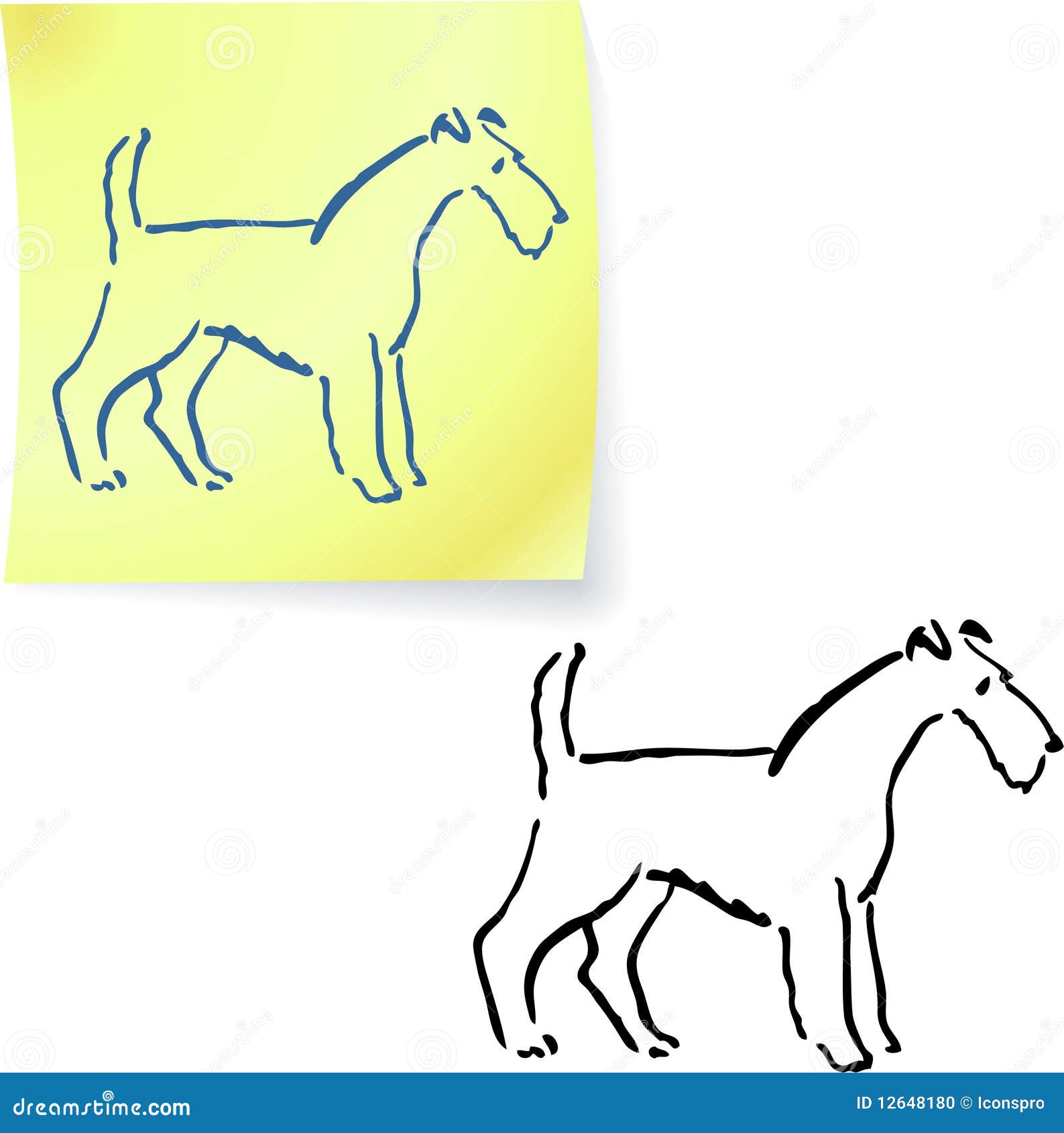 Dog on post it notes stock illustration. Illustration of shadow - 12648180