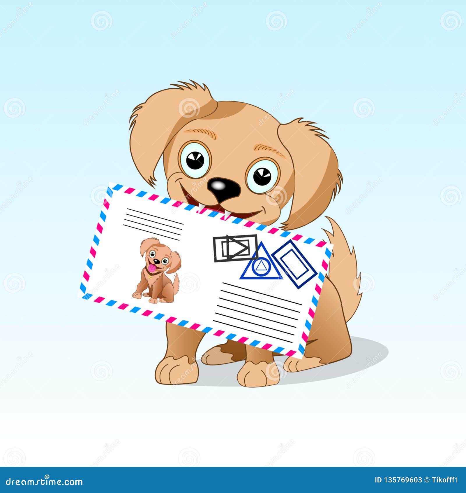 Dog with envelope stock vector. Illustration of celebration - 135769603
