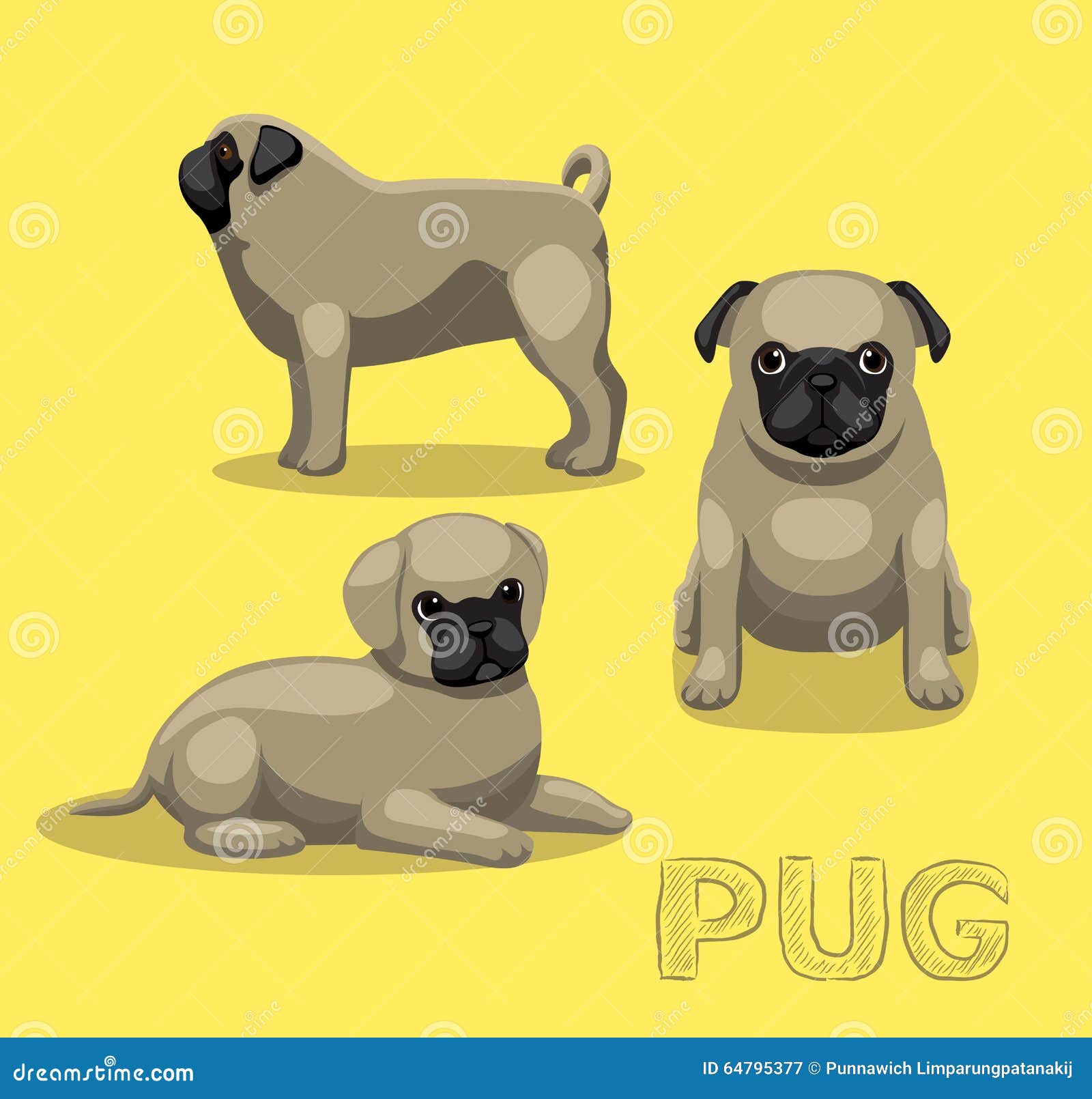 Dog Pug Cartoon Vector Illustration Stock Vector - Illustration of ...