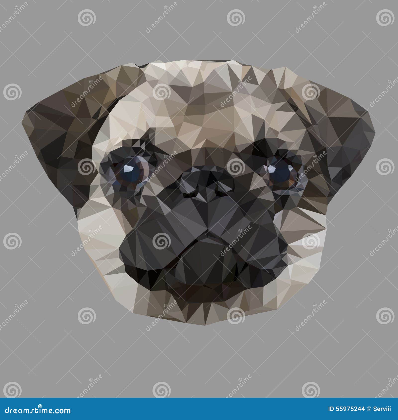 Dog Pug stock vector. Illustration of graphic, poly, pest - 55975244