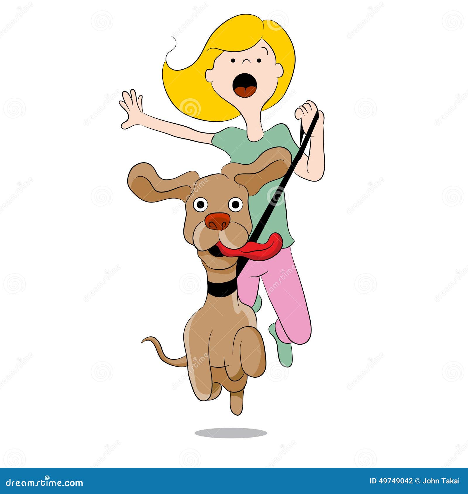 Dog Pulling Woman stock vector. Illustration of canine - 49749042