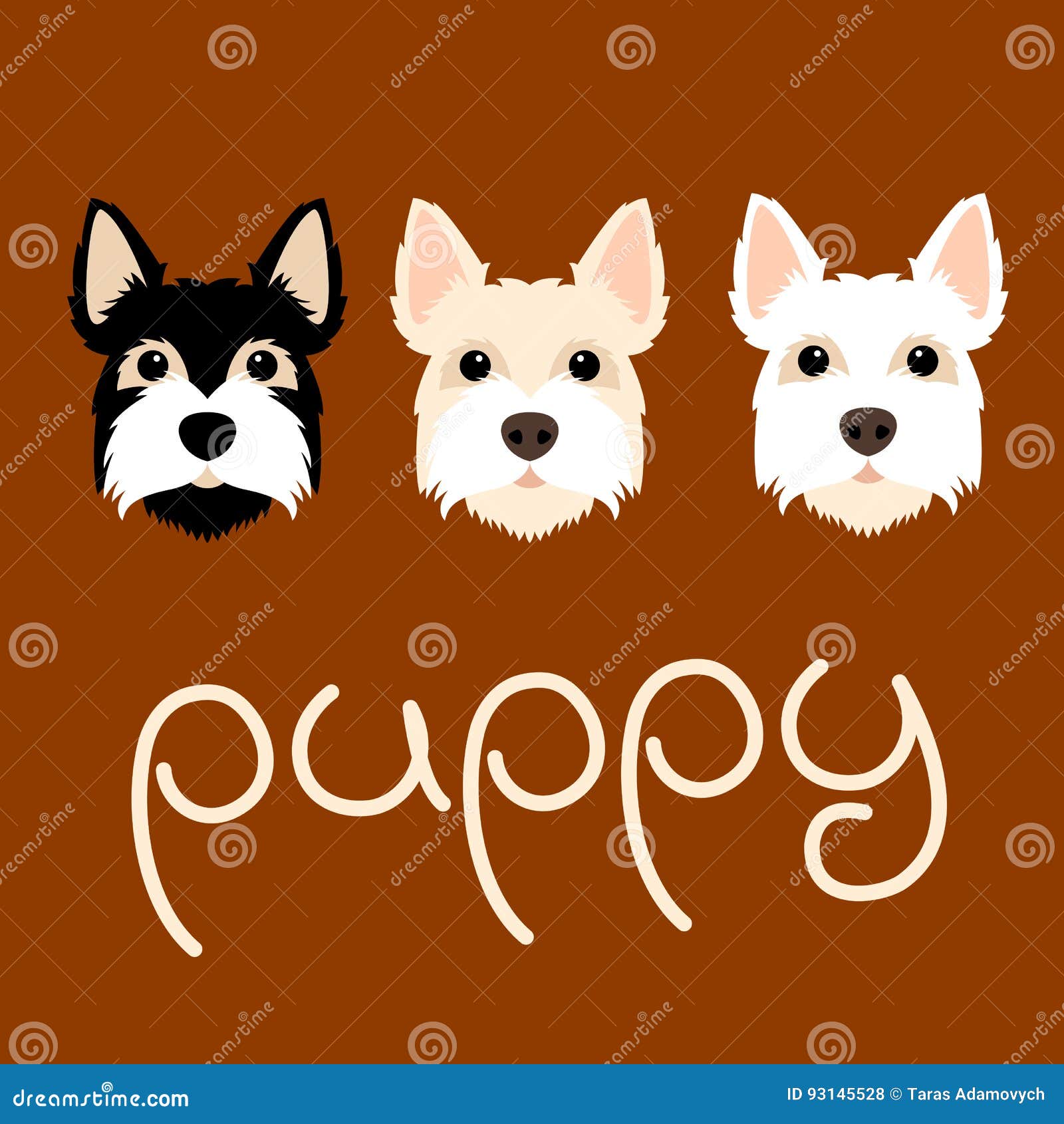 Dog Puppy Face Vector Illustration Style Flat Stock Vector ...