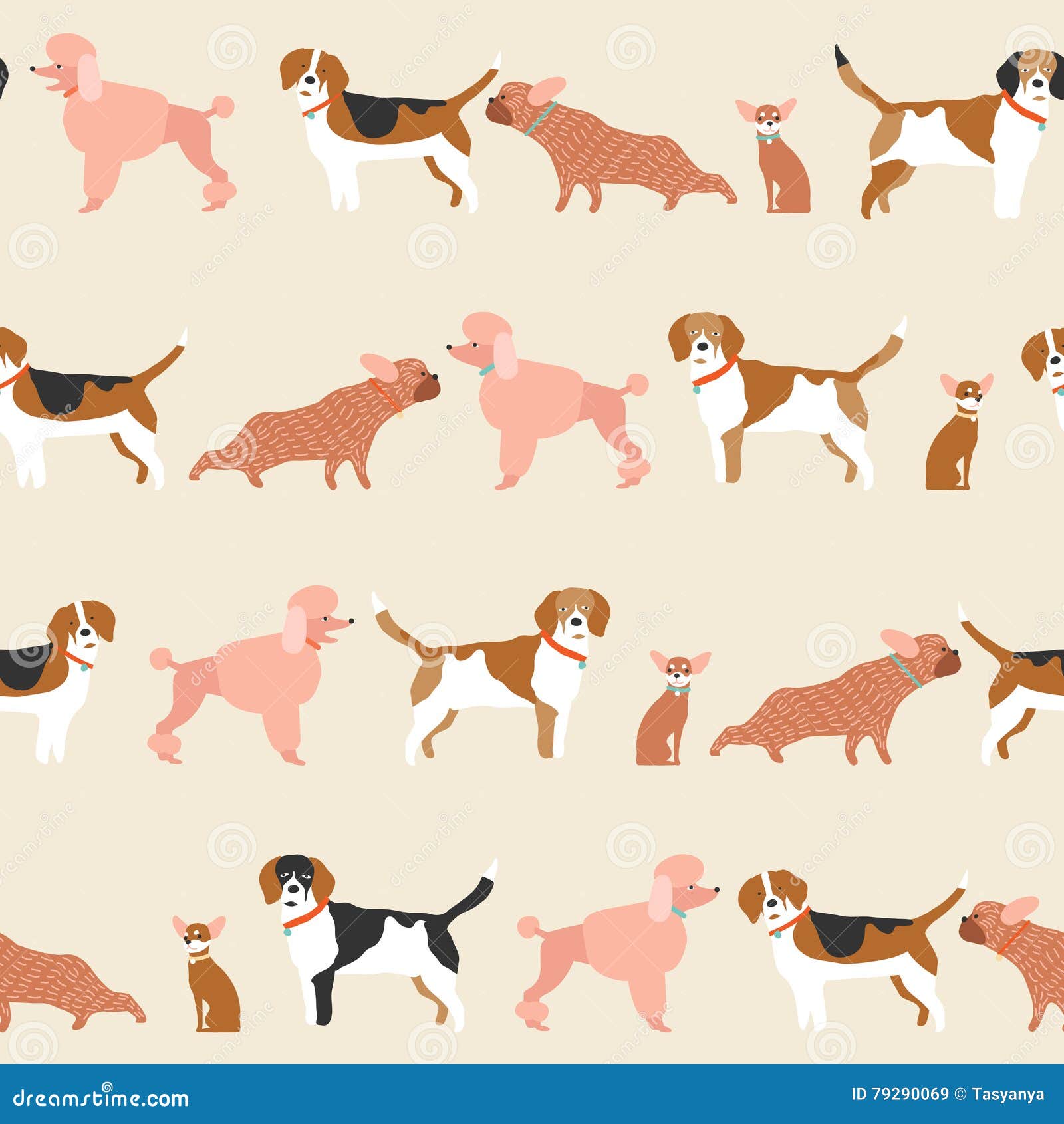 Dog Puppy Pattern Seamless in Vector Stock Vector - Illustration of ...