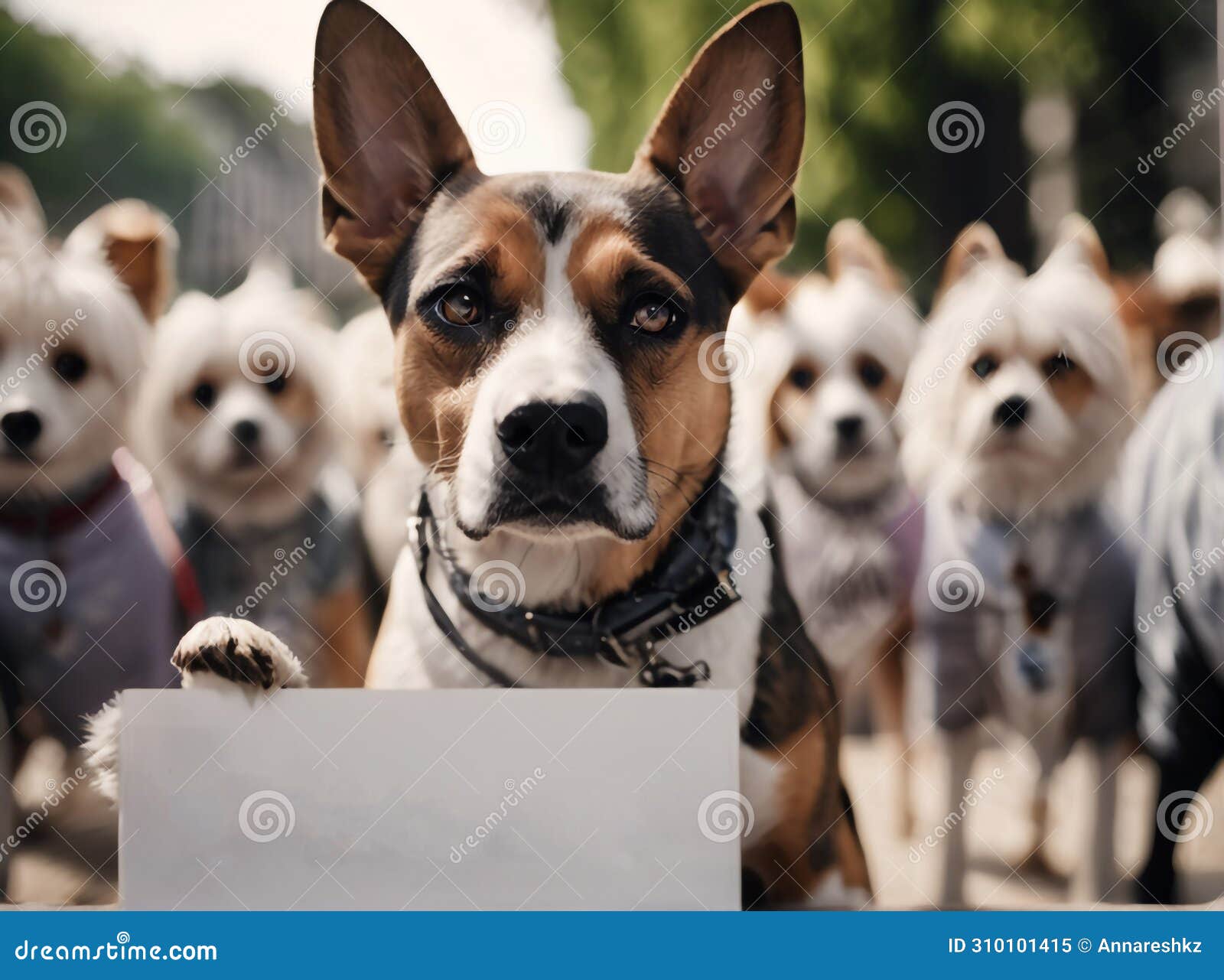 Dog at a Rally with an Empty Sign. AI Created. Stock Image - Image of ...