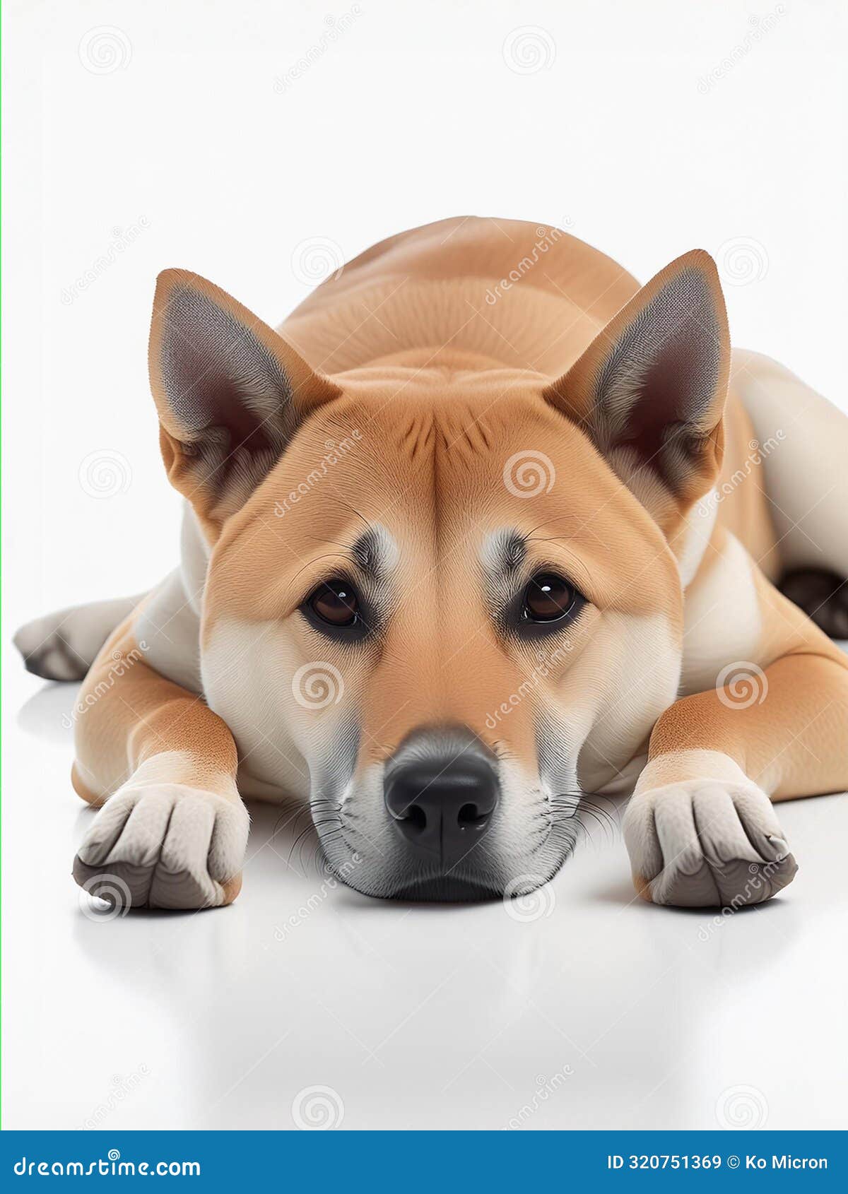 Dog Lying Down with Its Paws Extended Forward and Its Head Stock ...