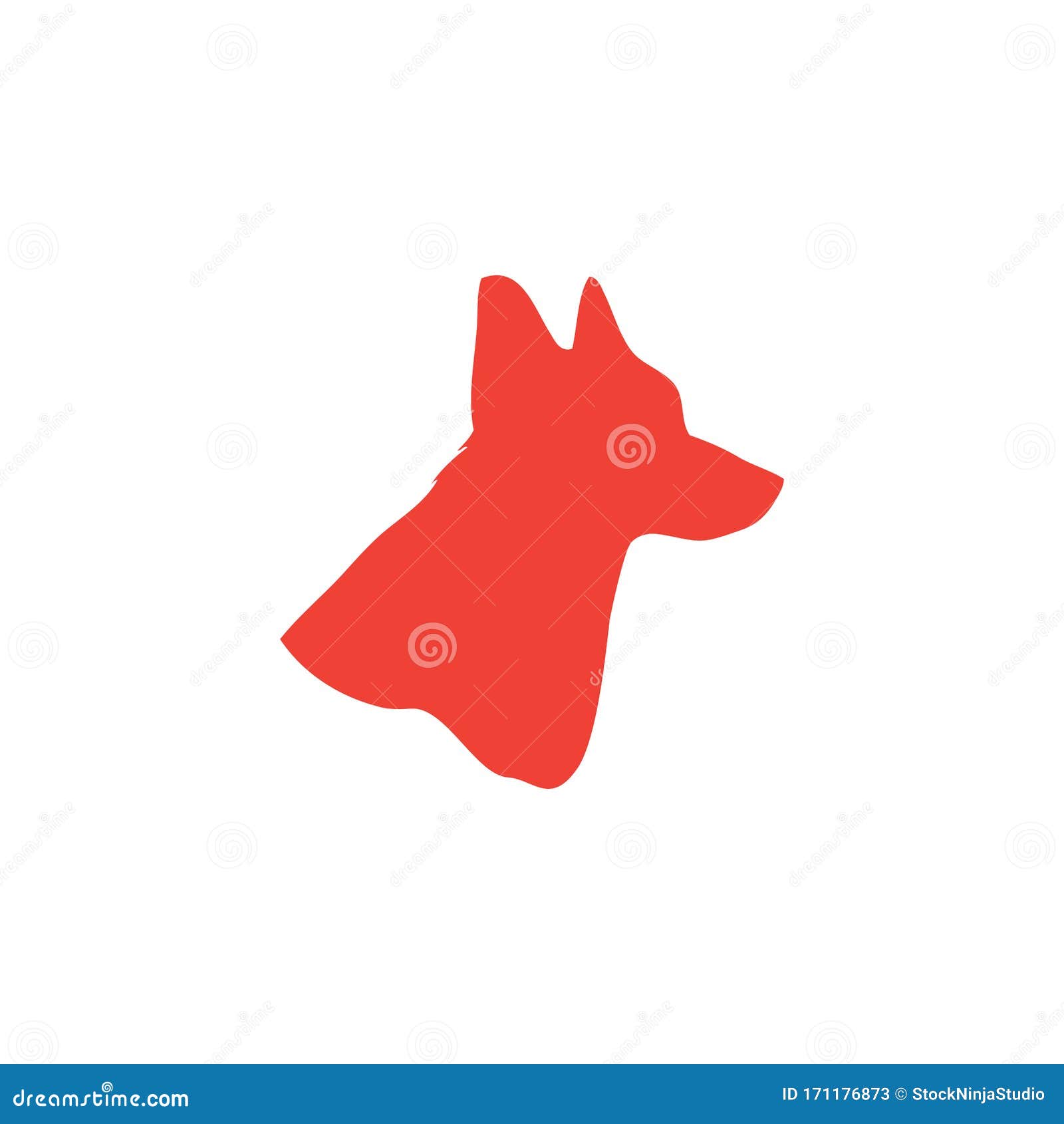 Dog Red Icon on White Background. Red Flat Style Vector Illustration ...