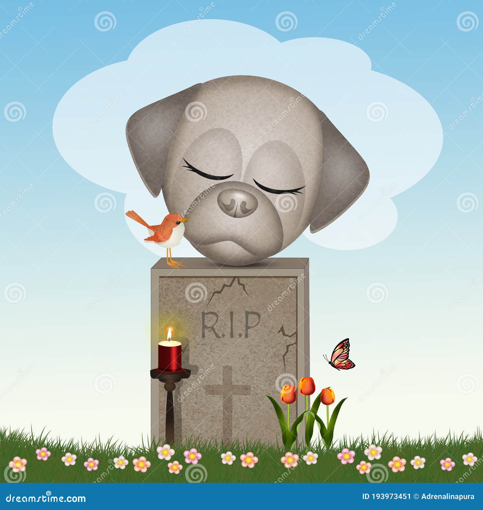 The dog rests in peace stock illustration. Illustration of postcard ...