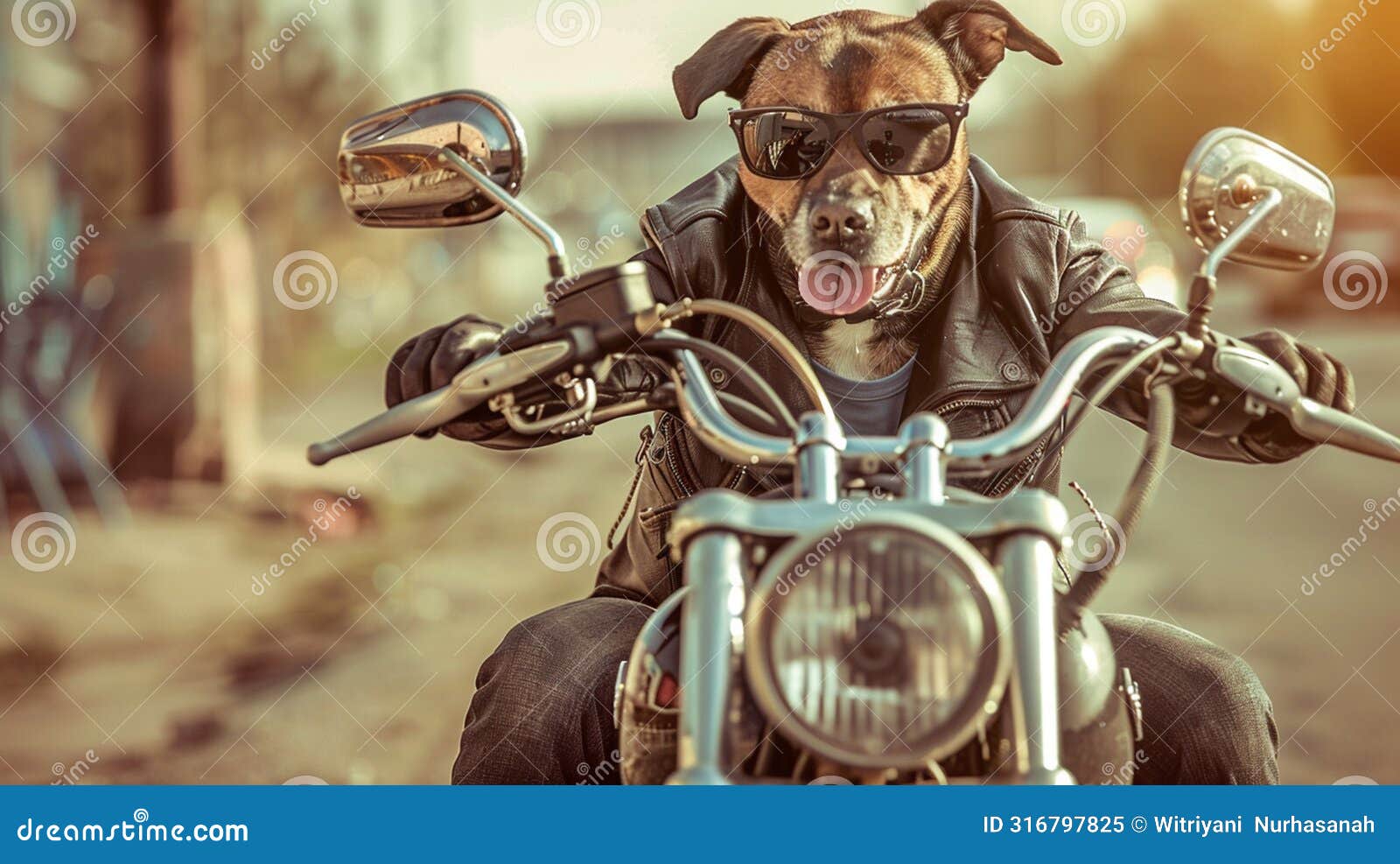Dog Riding a Harley Davidson Vintage. Generative Ai Stock Illustration ...
