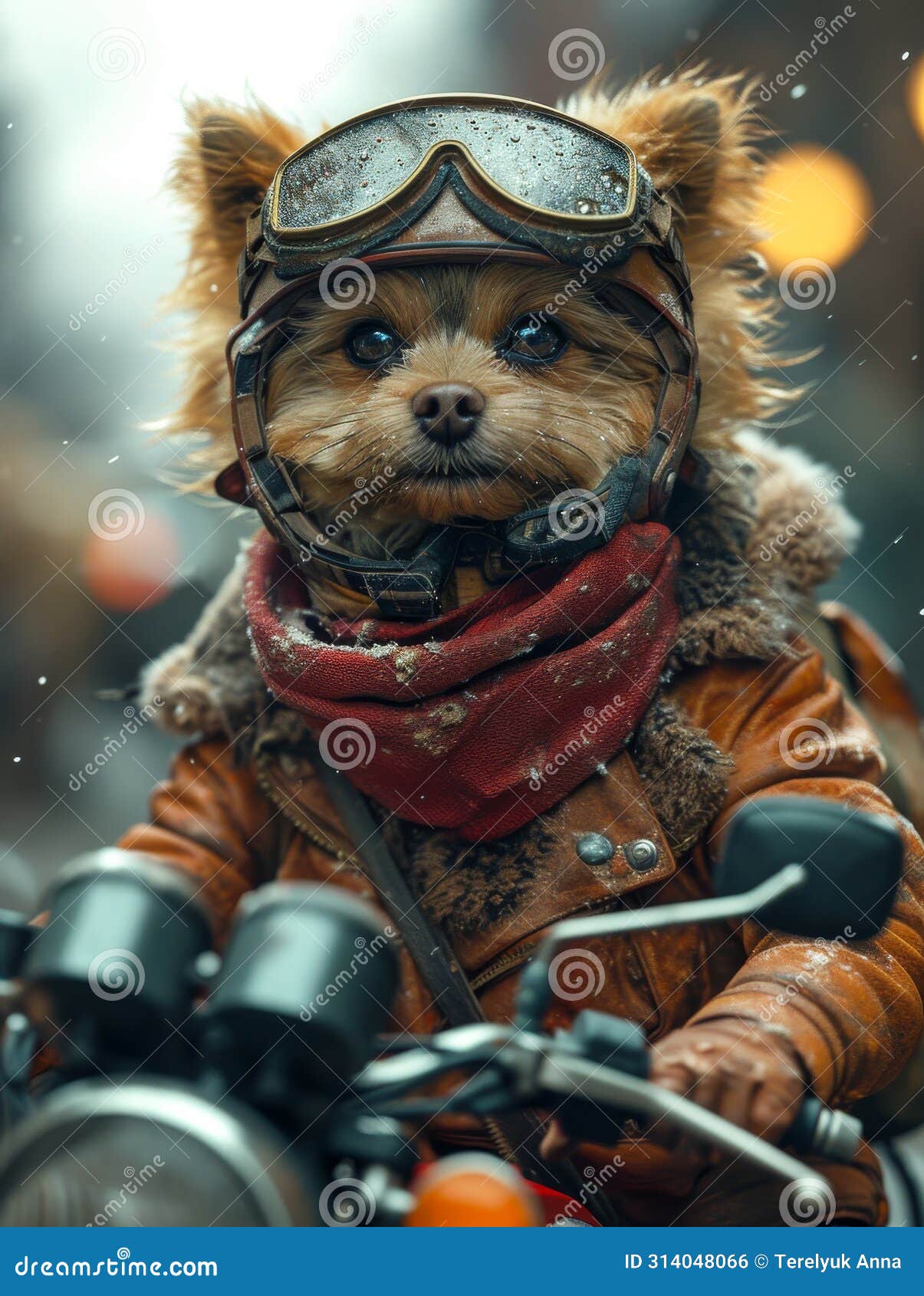 Dog Riding Motorcycle Wearing Helmet and Goggles Stock Photo - Image of ...