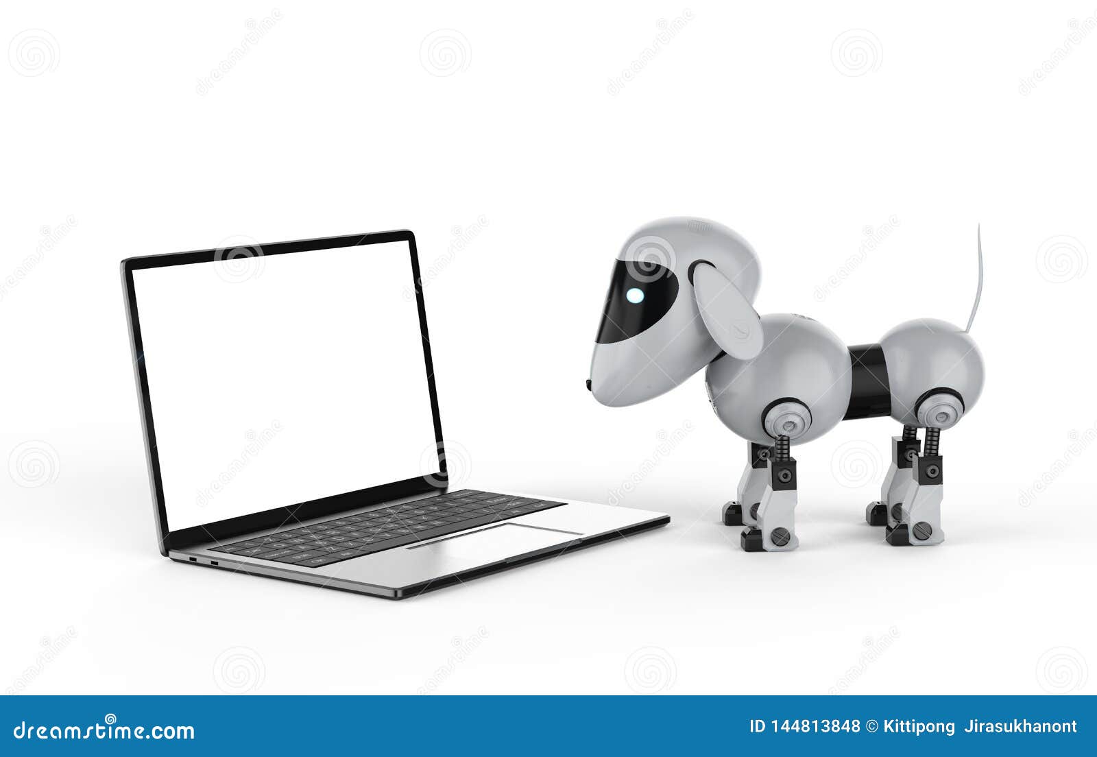 Dog Robot with Computer Notebook Stock Illustration - Illustration of ...
