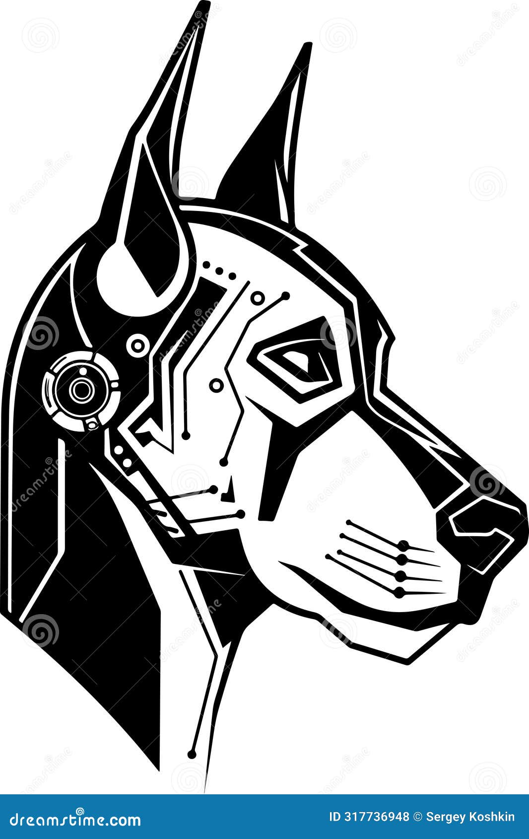 A Dog with a Robotic Head. Cyber Dog Head Logo Template Stock Vector ...