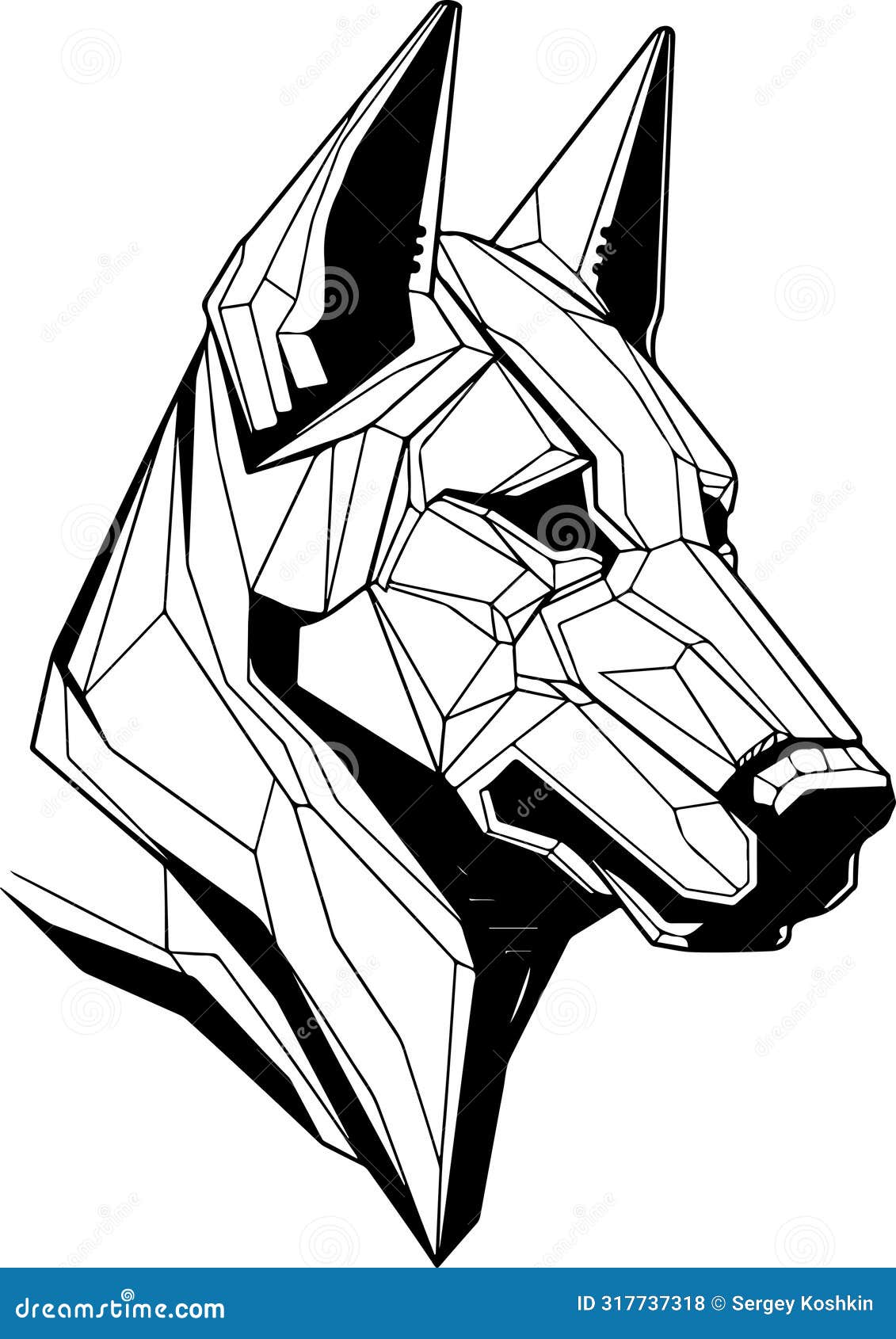 A Dog with a Robotic Head. Cyber Dog Head Logo Template Stock Vector ...
