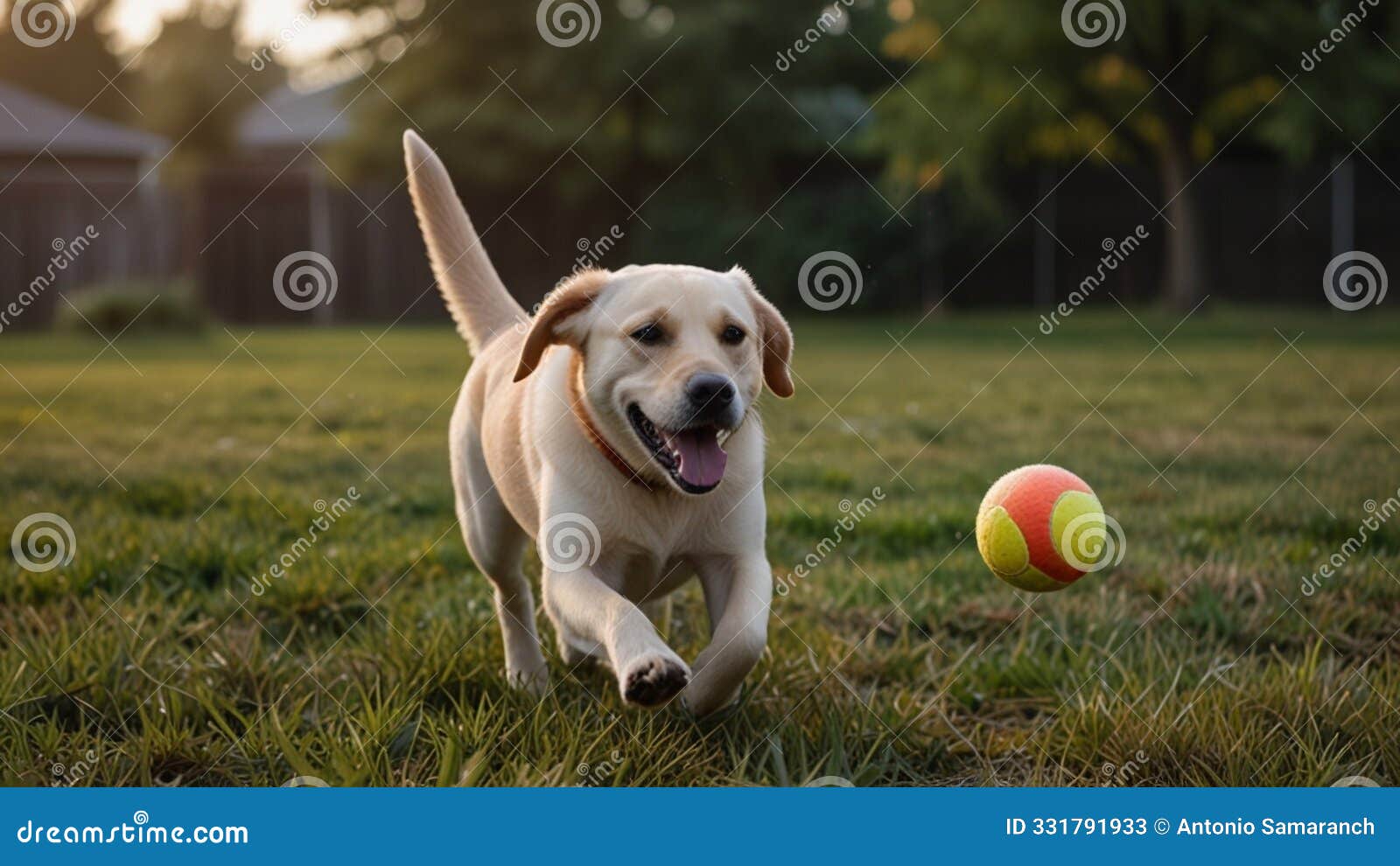 A Dog Running with a Ball in Its Mouth Stock Image - Image of carnivore ...