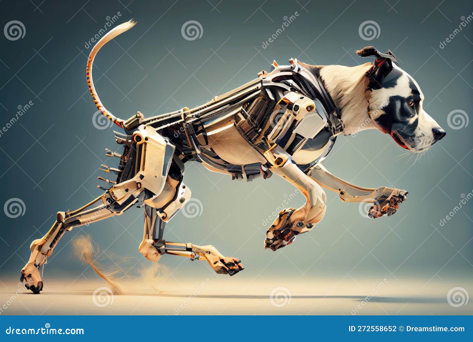 Dog, Running and Jumping with Robotic Leg, Demonstrating Its Full Range ...