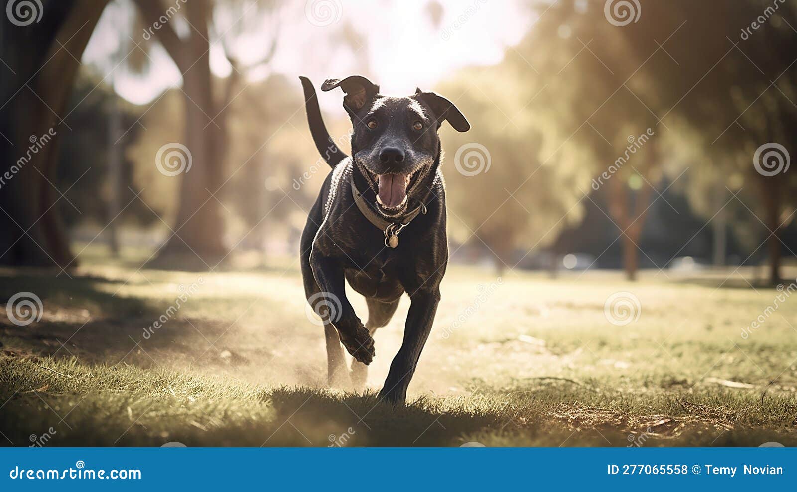 Dog Running through a Sunny Park. Generative Ai Stock Illustration ...