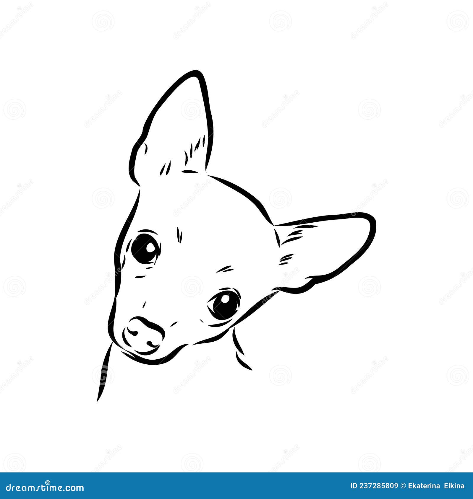 Dog Russian Toy Terrier Hand Drawn Vector Llustration Realistic Sketch ...